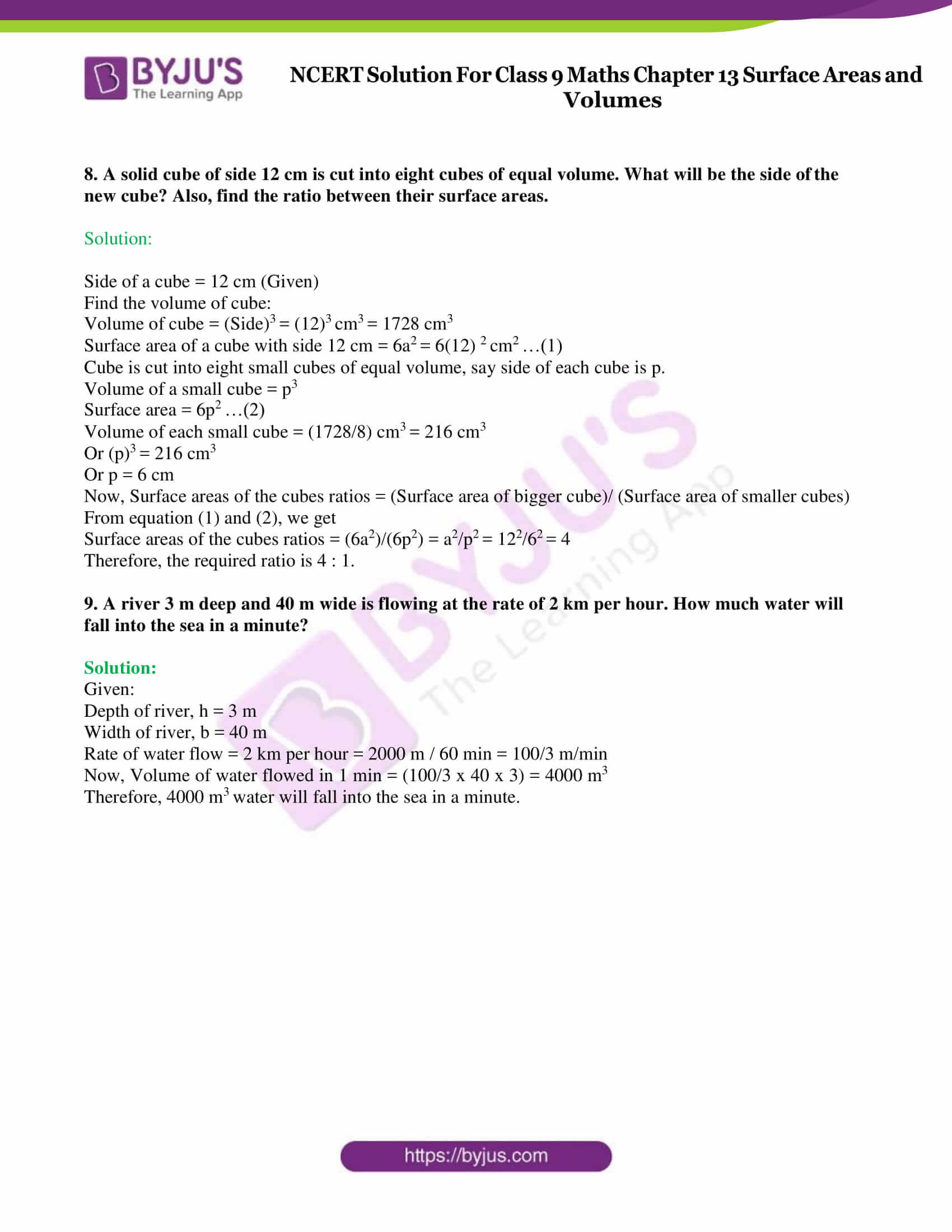 NCERT Solutions for Class 9 Maths Exercise 13.5 Chapter 13 Surface Area ...