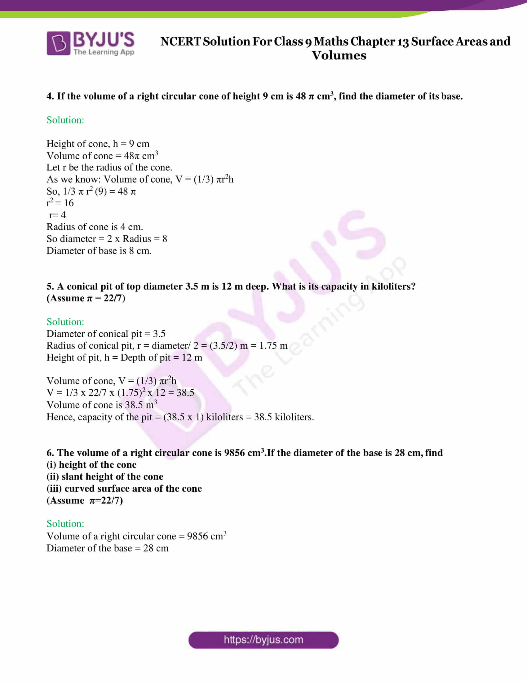 NCERT Solutions for Class 9 Maths Exercise 13.7 Chapter 13 Surface Area ...