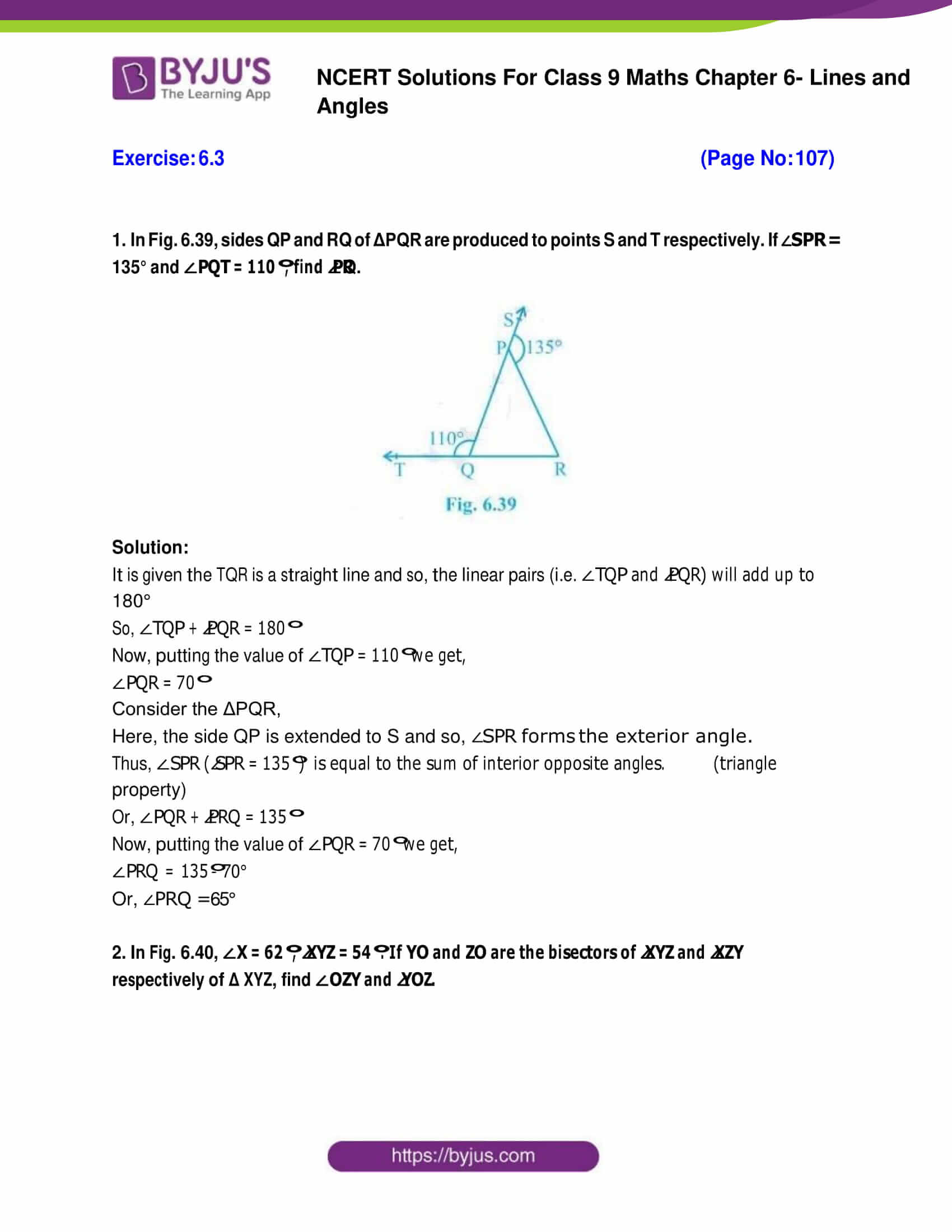 NCERT Solutions For Class 9 Maths Exercise 6 3 Chapter 6 Lines And Angles