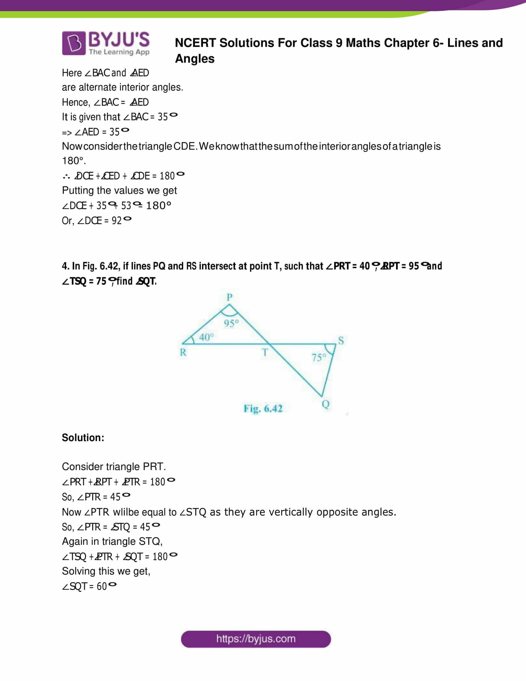 NCERT Solutions for Class 9 Maths Exercise 6.3 Chapter 6- lines and angles
