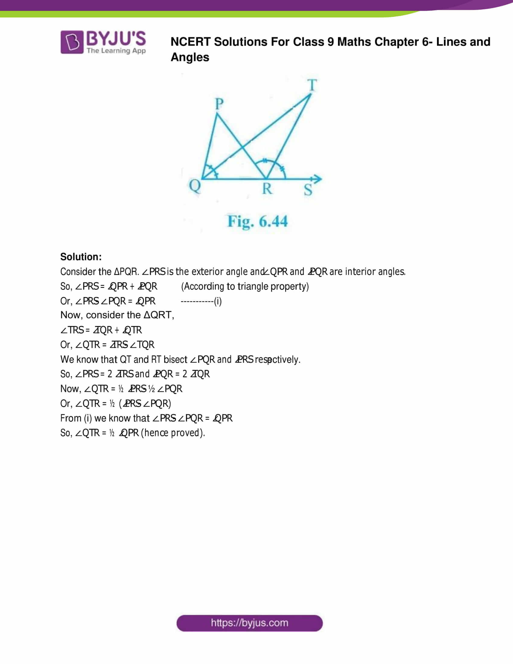 NCERT Solutions for Class 9 Maths Exercise 6.3 Chapter 6- lines and angles
