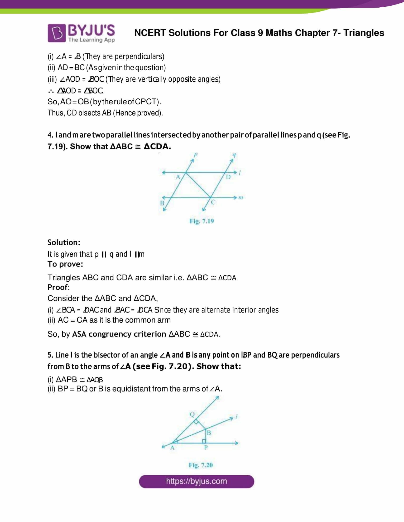 NCERT Solutions for Class 9 Maths Exercise 7.1 Chapter 7- geometry of ...