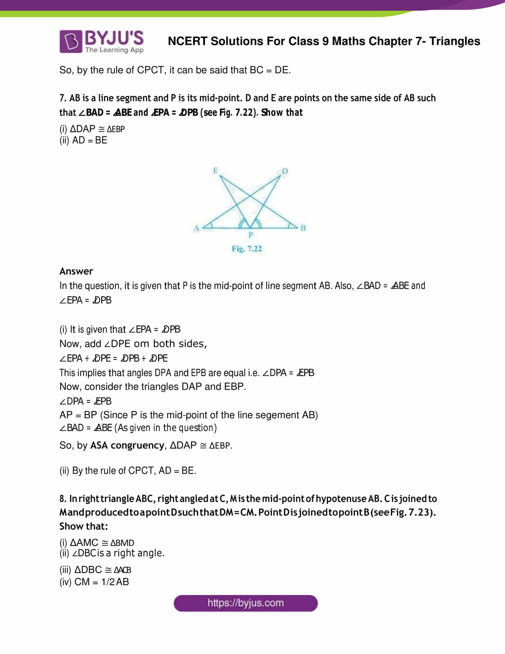 NCERT Solutions for Class 9 Maths Exercise 7.1 Chapter 7- geometry of ...