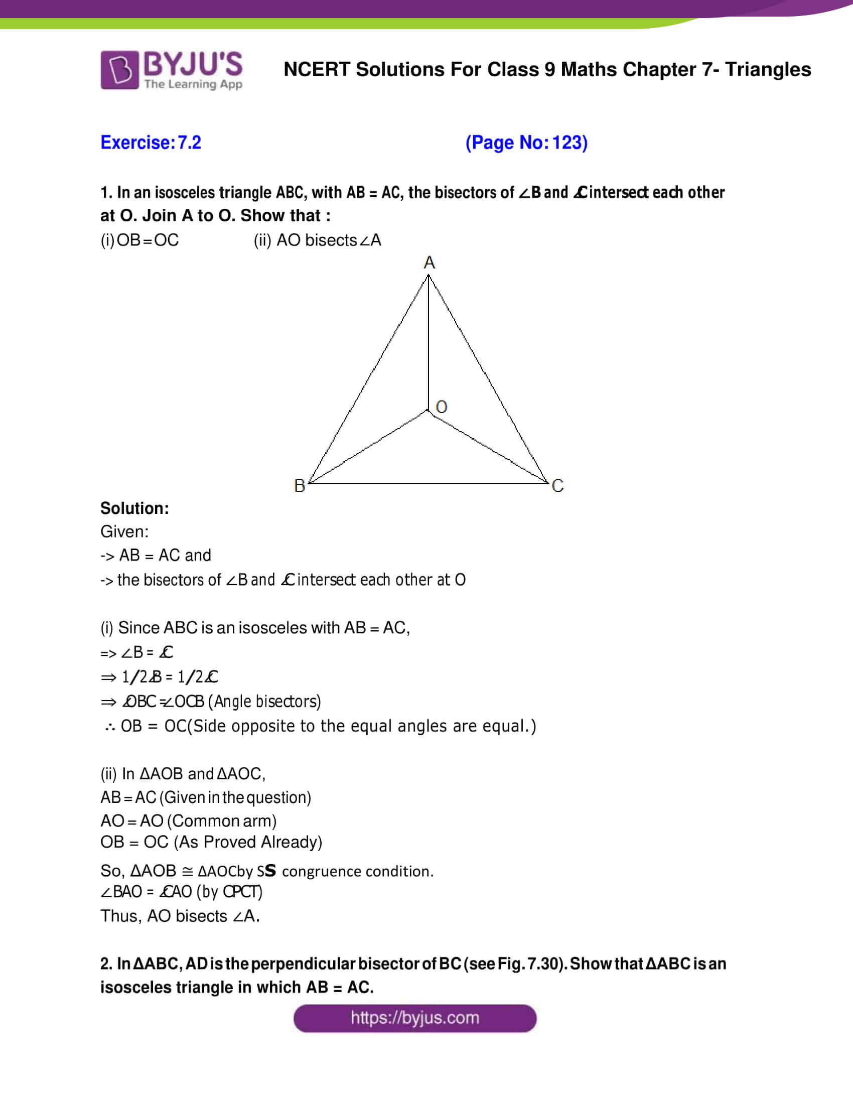 NCERT Solutions For Class 9 Maths Exercise 7 2 Chapter 7 Geometry Of