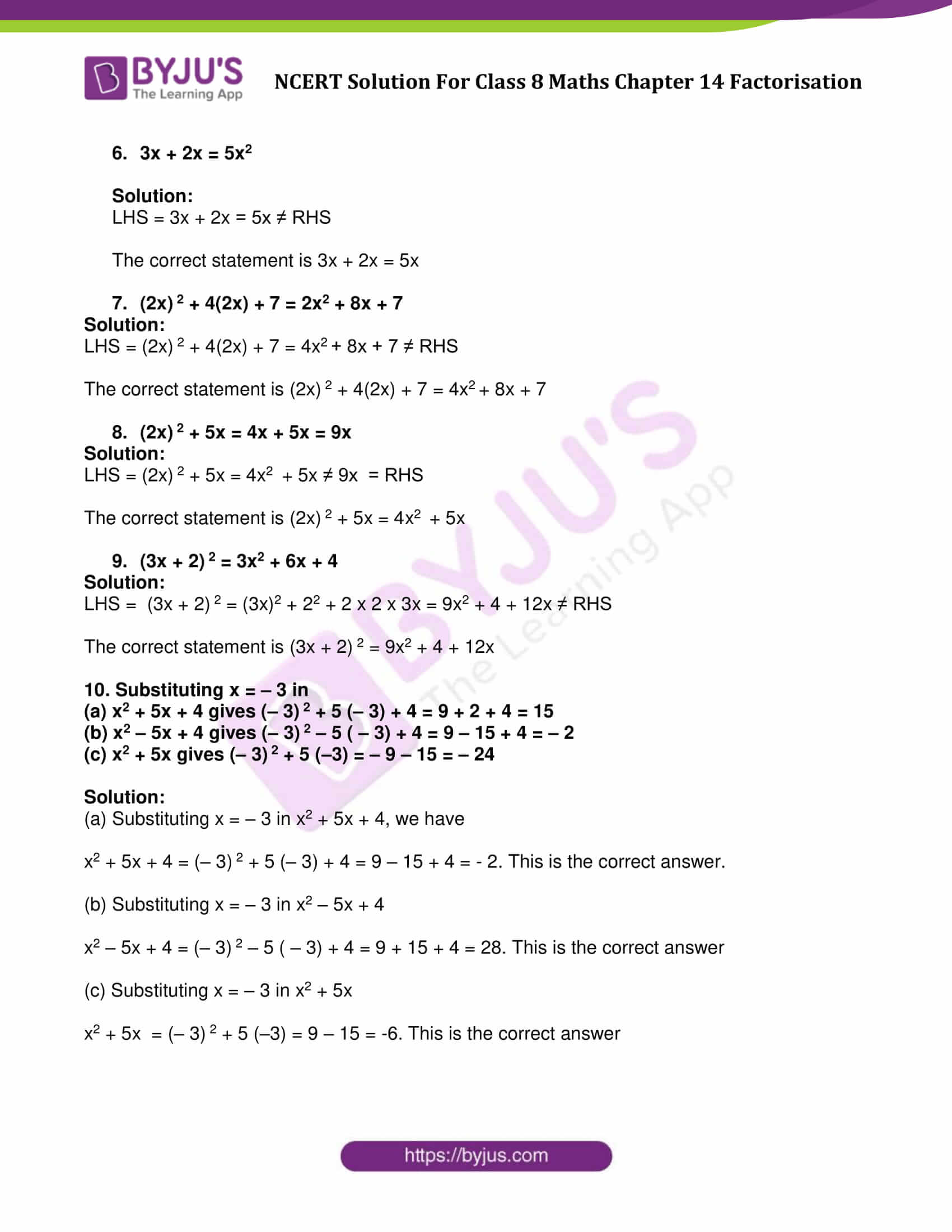 NCERT Solutions for Class 8 Maths Exercise 14.4 Chapter 14- factorisation