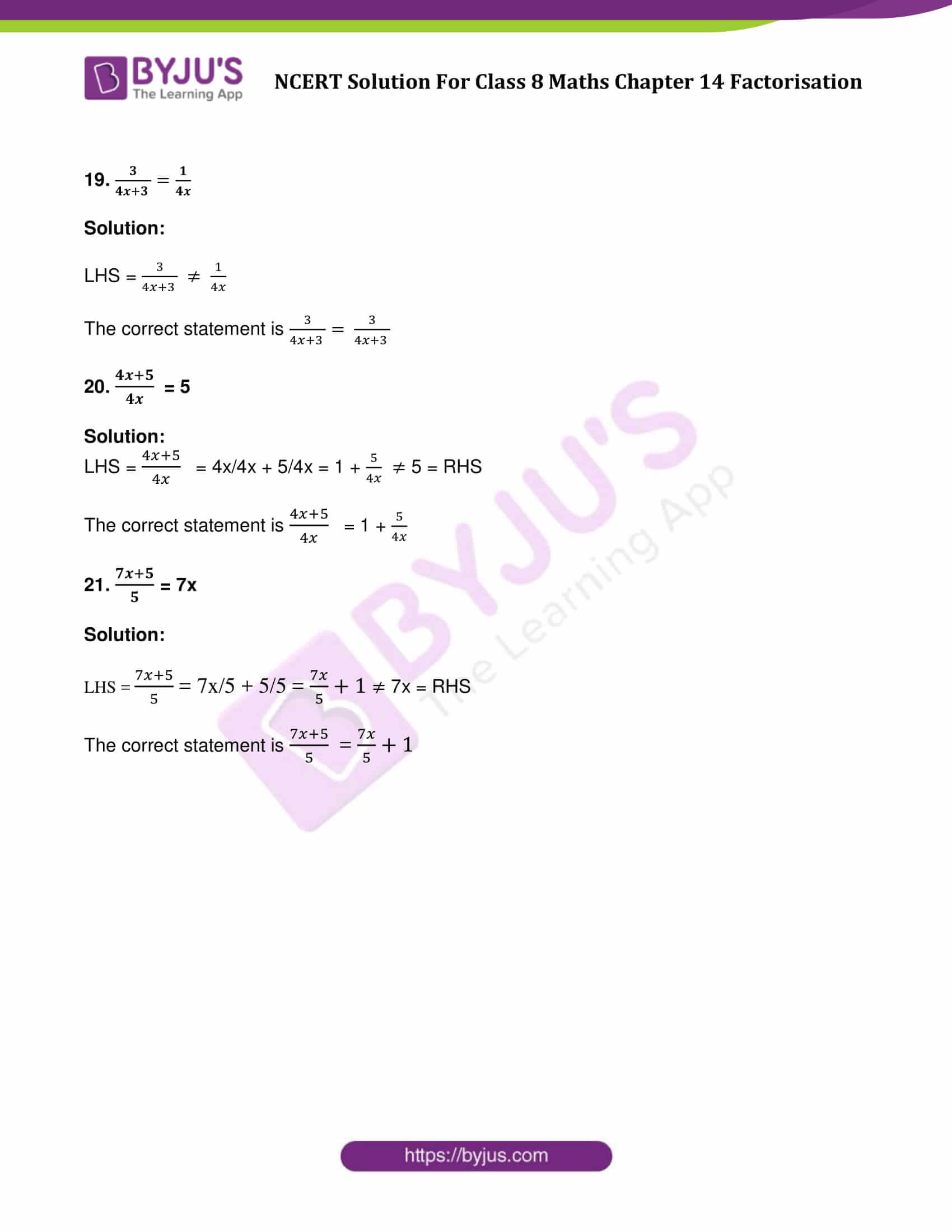 Ncert Solutions Class 8 Maths Chapter 14 Factorisation Click Here To