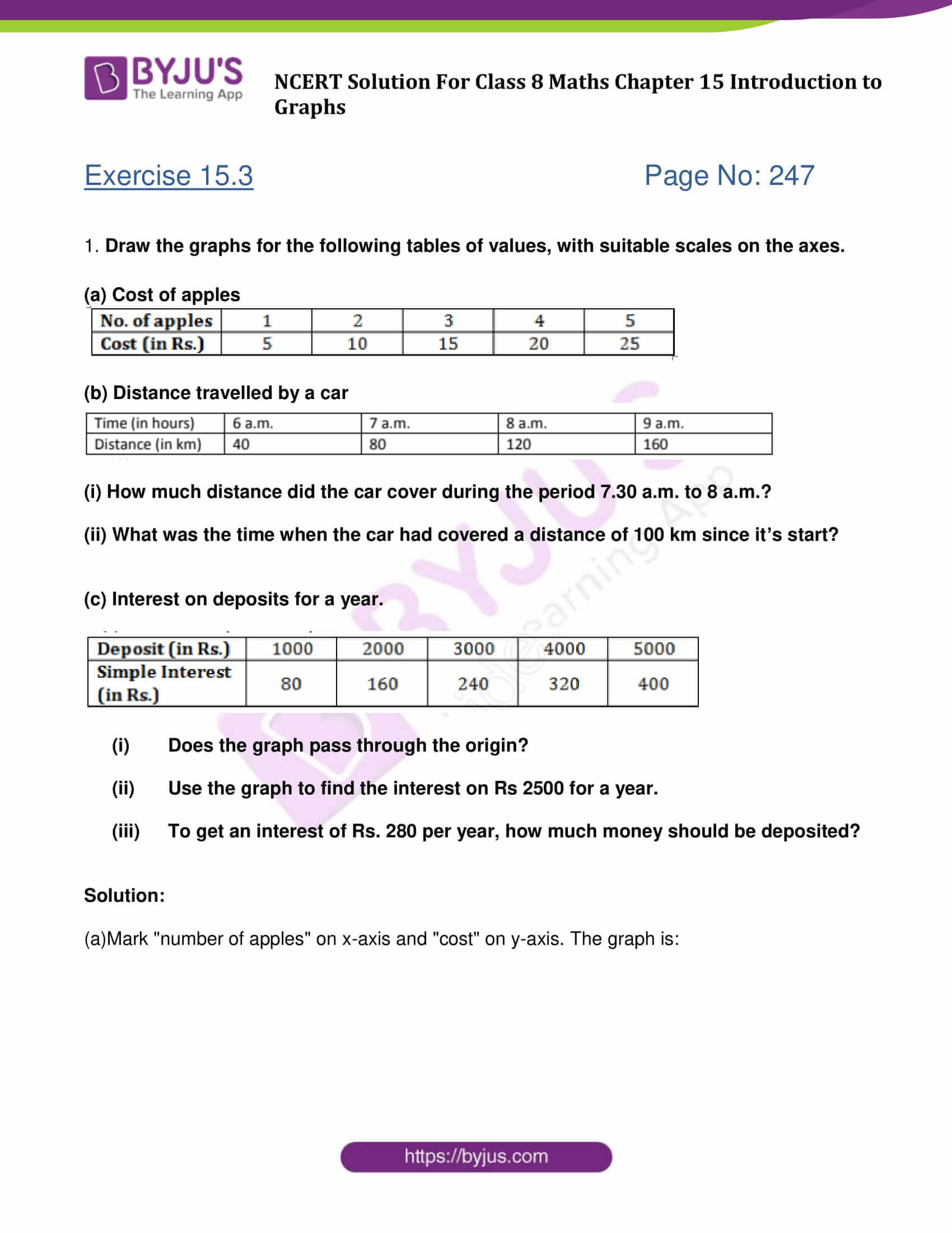 NCERT Solutions for Class 8 Maths Chapter 15 Introduction to Graphs Ex 15.3 - Get Free PDFs