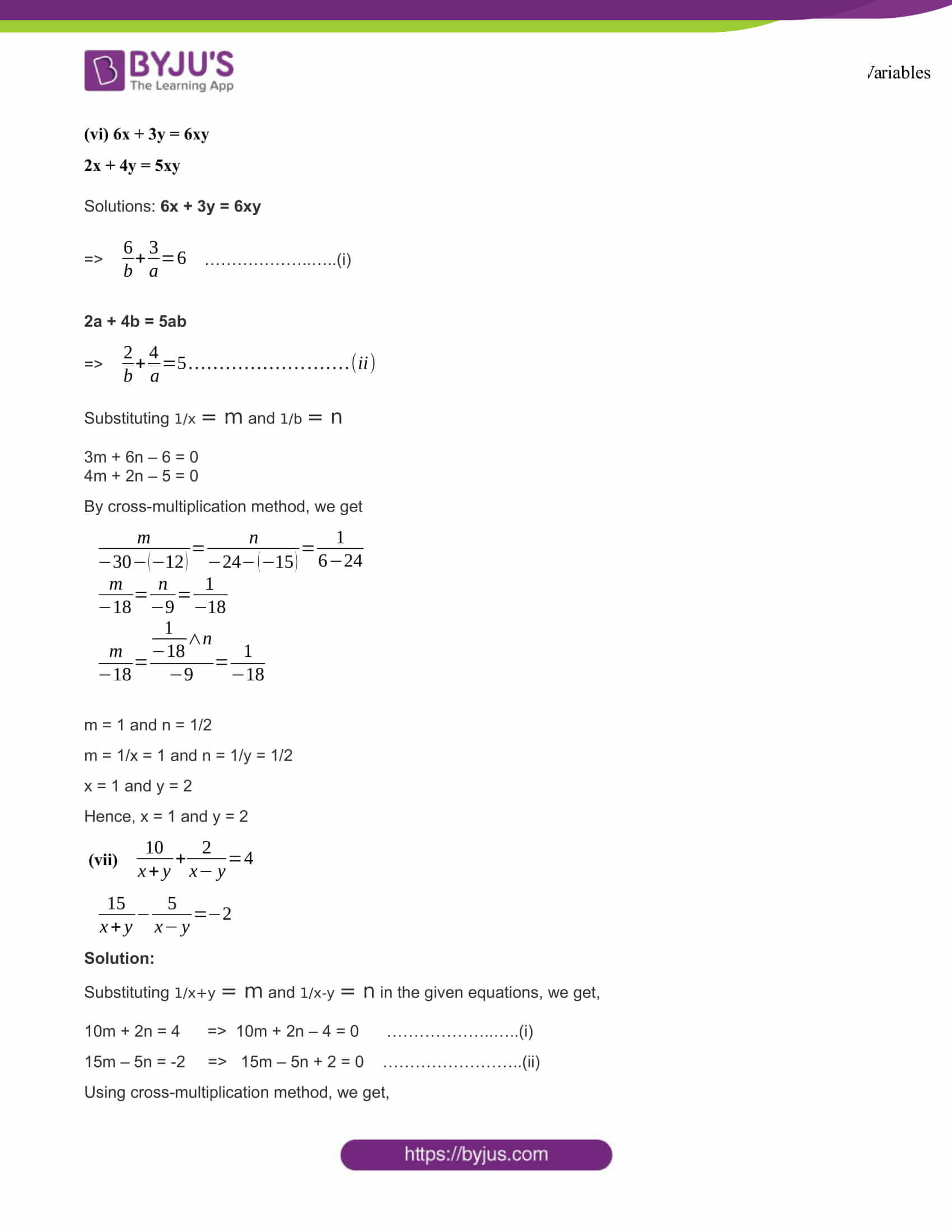 NCERT Solutions for Class 10 Maths Exercise 3.6 Chapter 3- linear equations in two variables