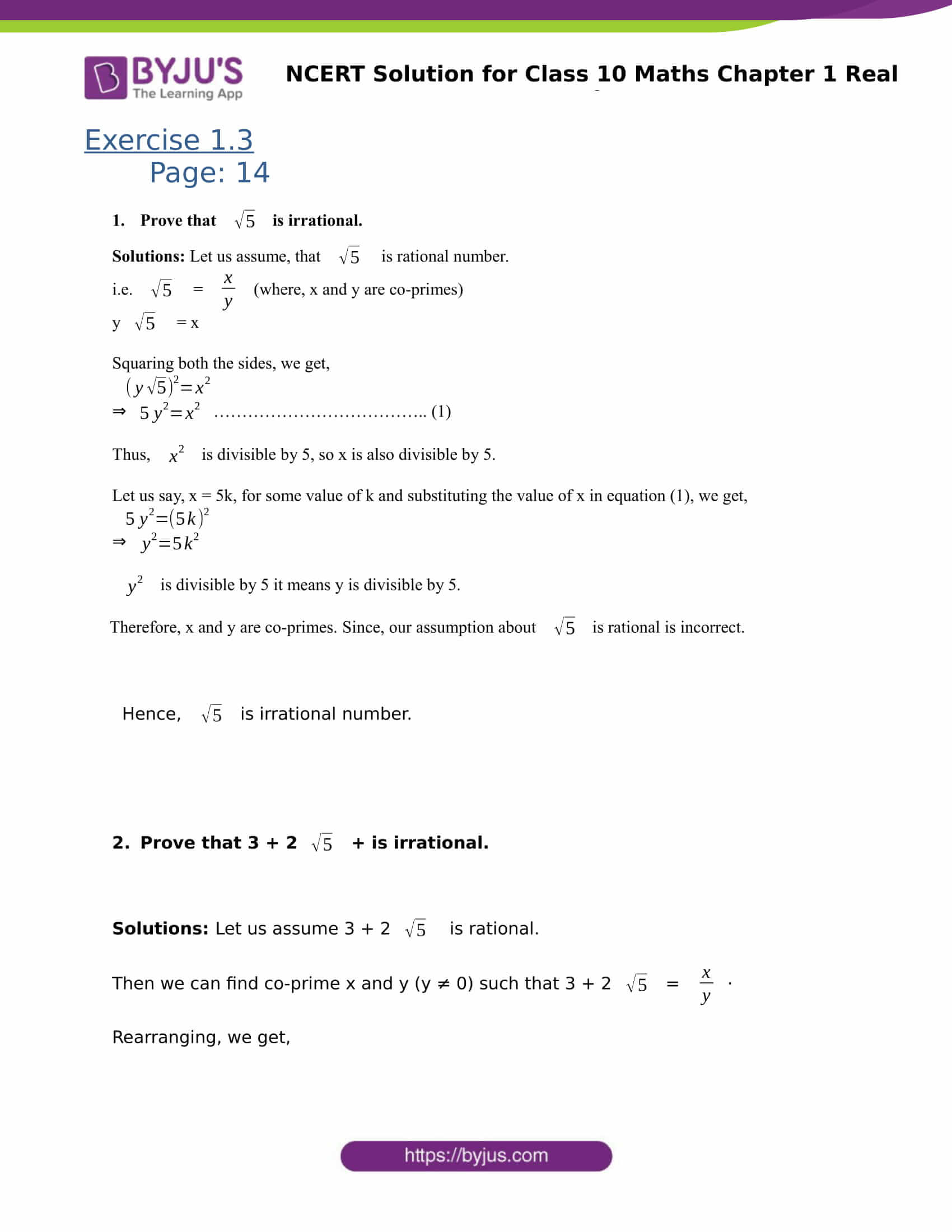 NCERT Solutions for Class 10 Maths Exercise 1.3 Chapter 1 Real Numbers ...