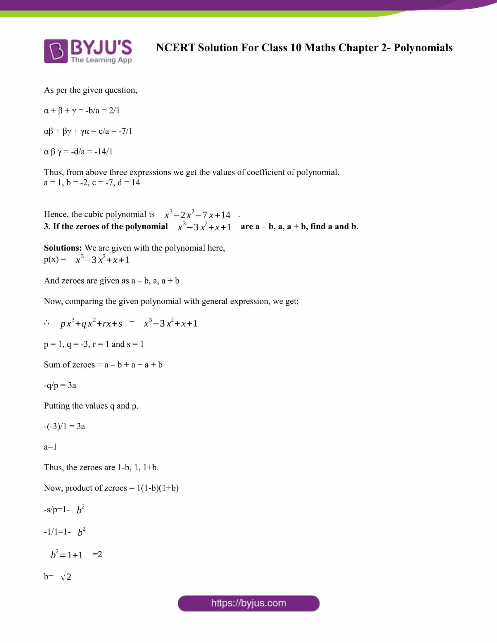 NCERT Solutions for Class 10 Maths Exercise 2.3 Chapter 2- polynomials