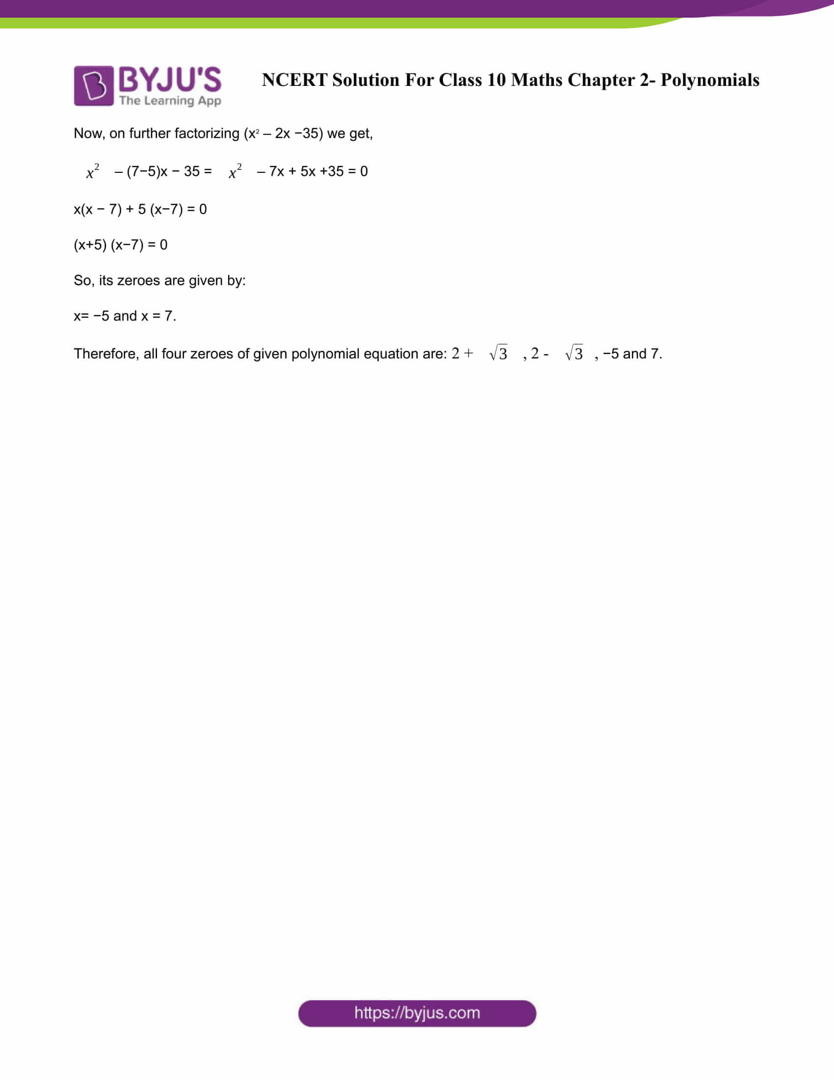NCERT Solutions for Class 10 Maths Exercise 2.3 Chapter 2- polynomials