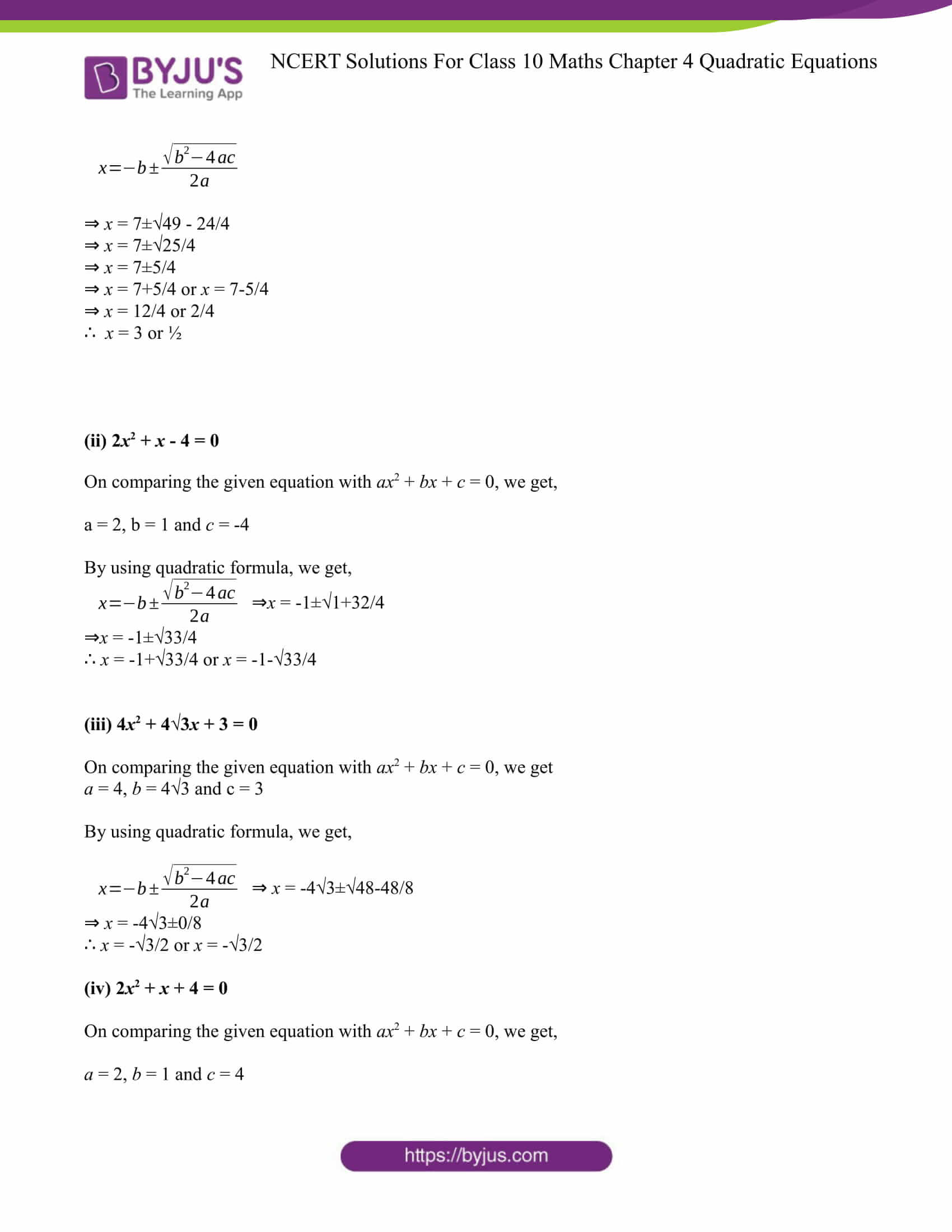 NCERT Solutions for Class 10 Maths Exercise 4.3 Chapter 4- quadratic ...