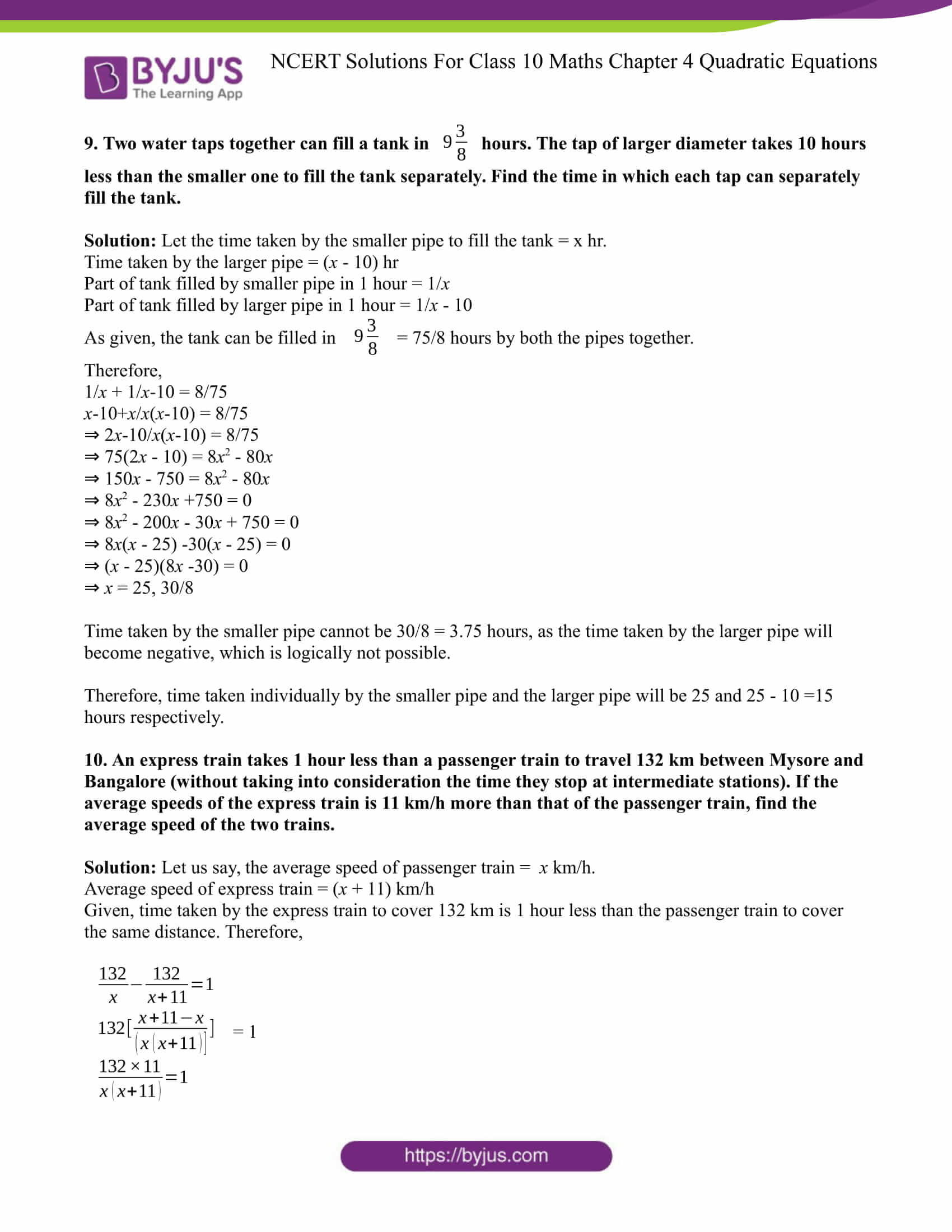 NCERT Solutions for Class 10 Maths Exercise 4.3 Chapter 4- quadratic ...