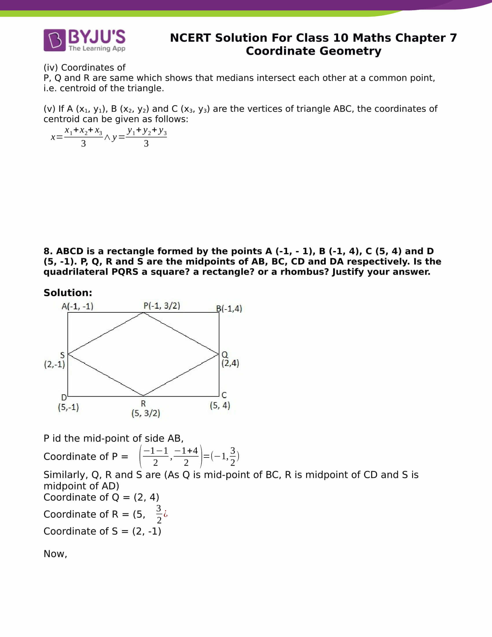 NCERT Solutions for Class 10 Maths Exercise 7.4 Chapter 7 Coordinates ...