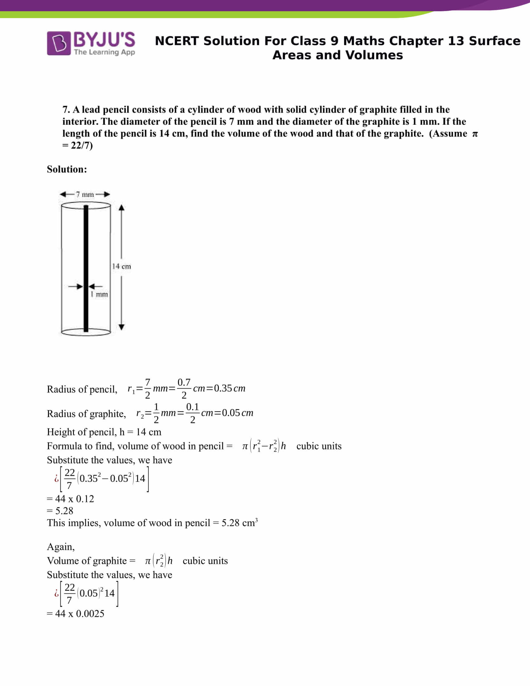 NCERT Solutions Class 9 Maths Chapter 13 Surface Area and Volume ...