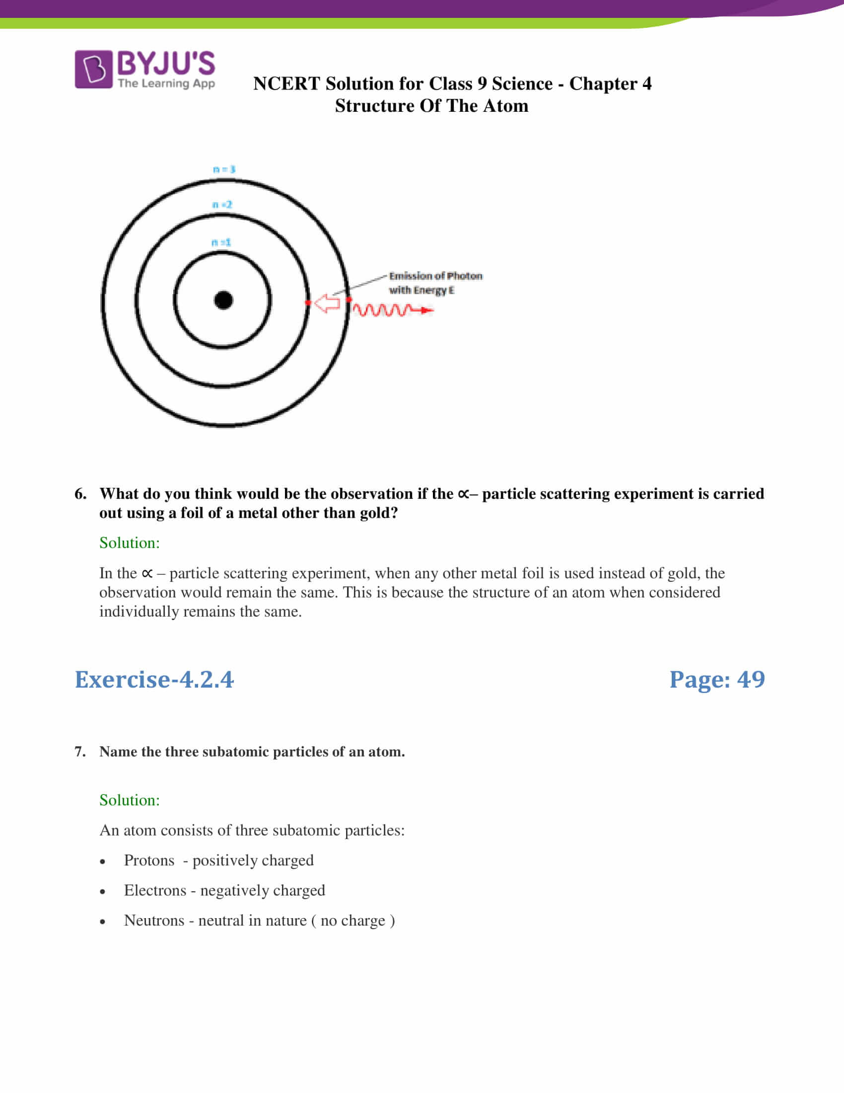 NCERT Solutions Class 11 Chemistry Chapter 4 Structure of The Atoms ...