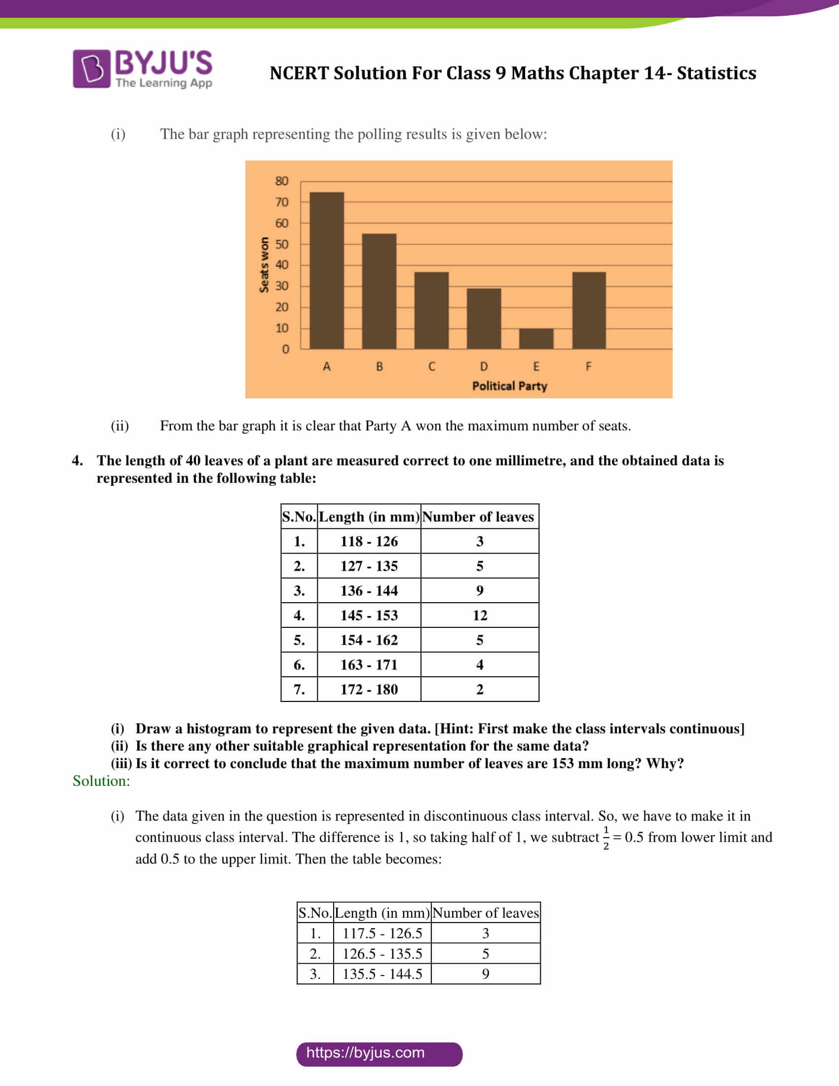 NCERT Solutions Class 9 Maths Chapter 14 Statistics - Get Free PDFs