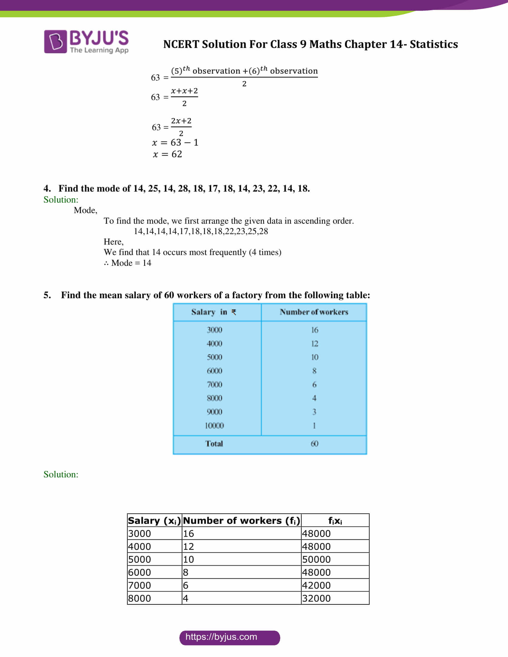 NCERT Solutions Class 9 Maths Chapter 14 Statistics - Get Free PDFs