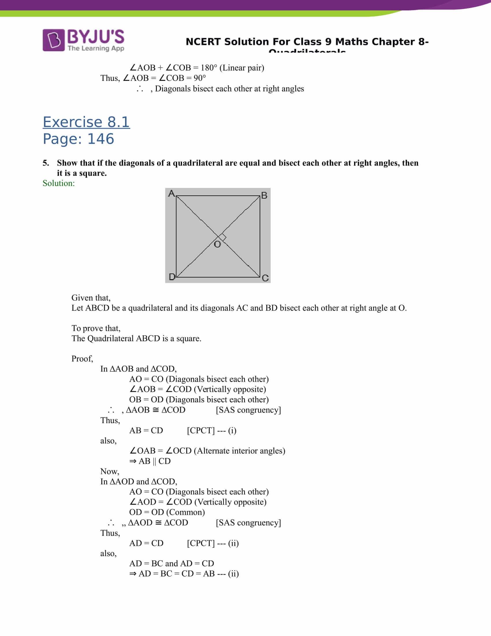 NCERT Solutions Class 9 Maths Chapter 8 Quadrilaterals - Click Here To Download