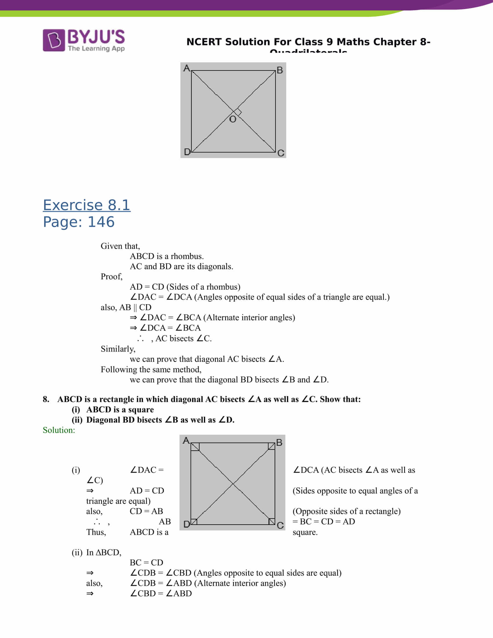 NCERT Solutions Class 9 Maths Chapter 8 Quadrilaterals - Click Here To Download