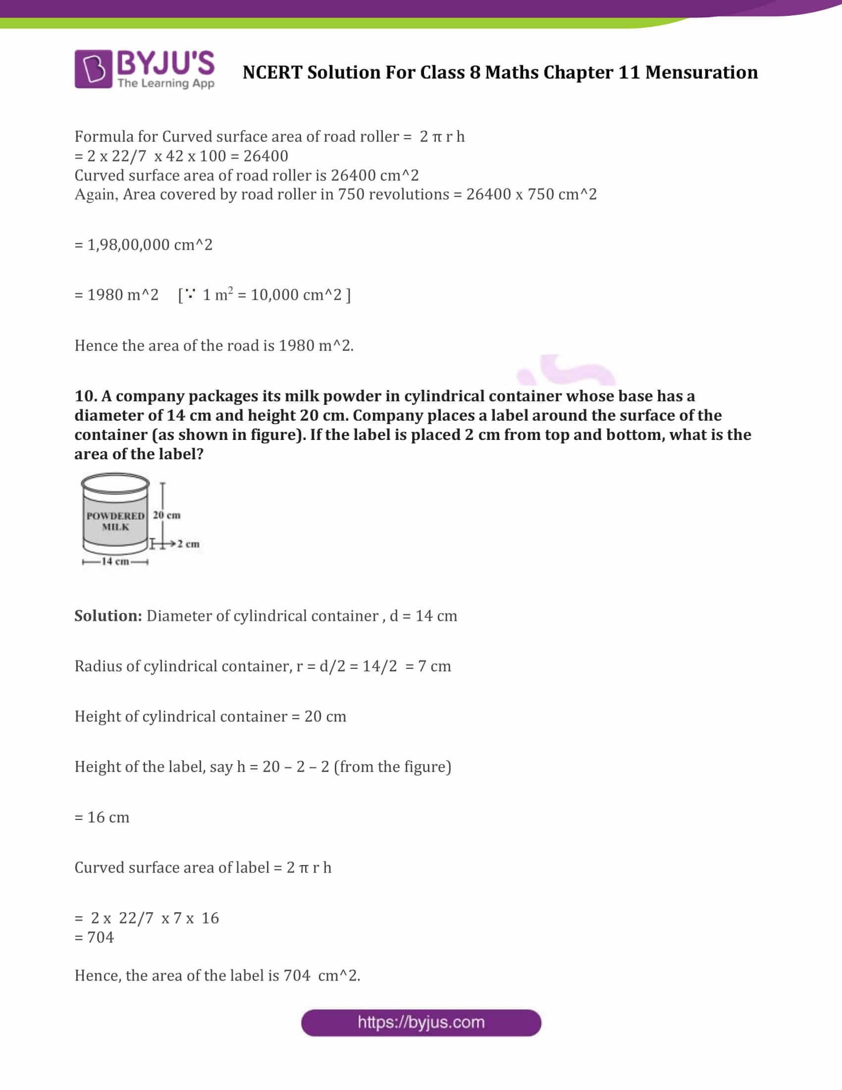NCERT Solutions Class 8 Maths Chapter 11 Mensuration Free PDF Download