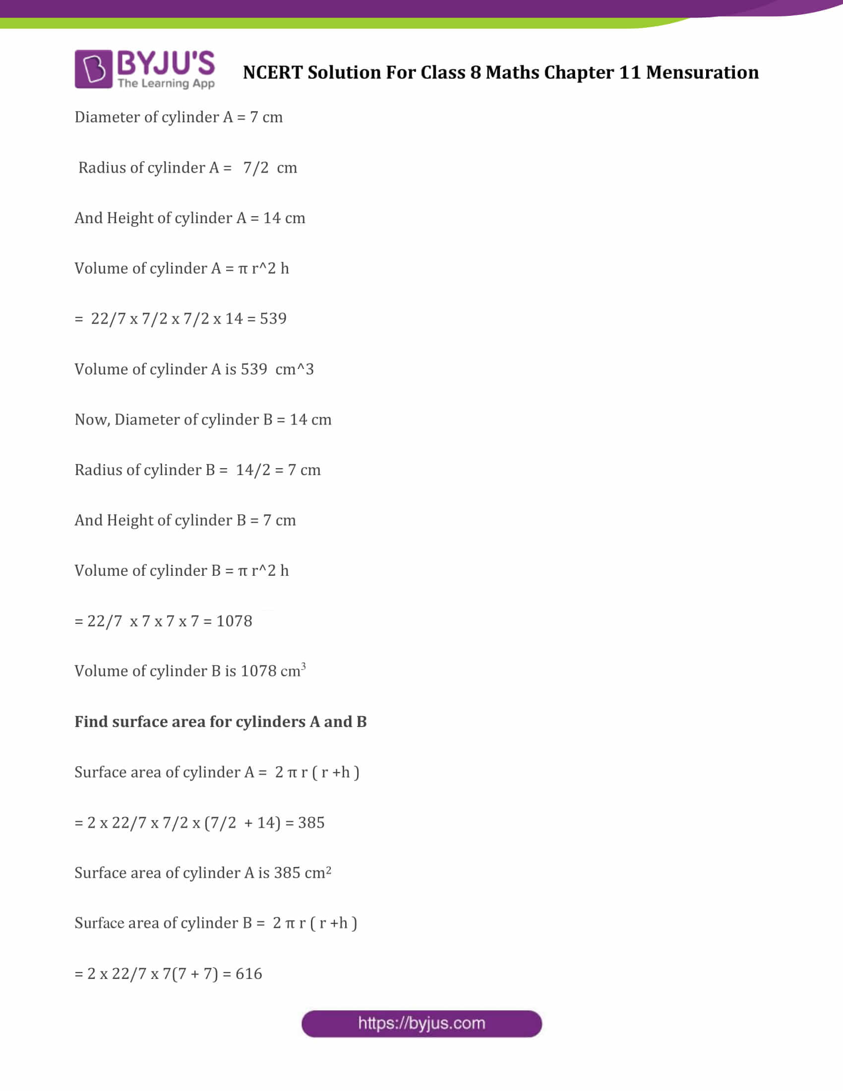 NCERT Solutions Class 8 Maths Chapter 11 Mensuration Free PDF Download