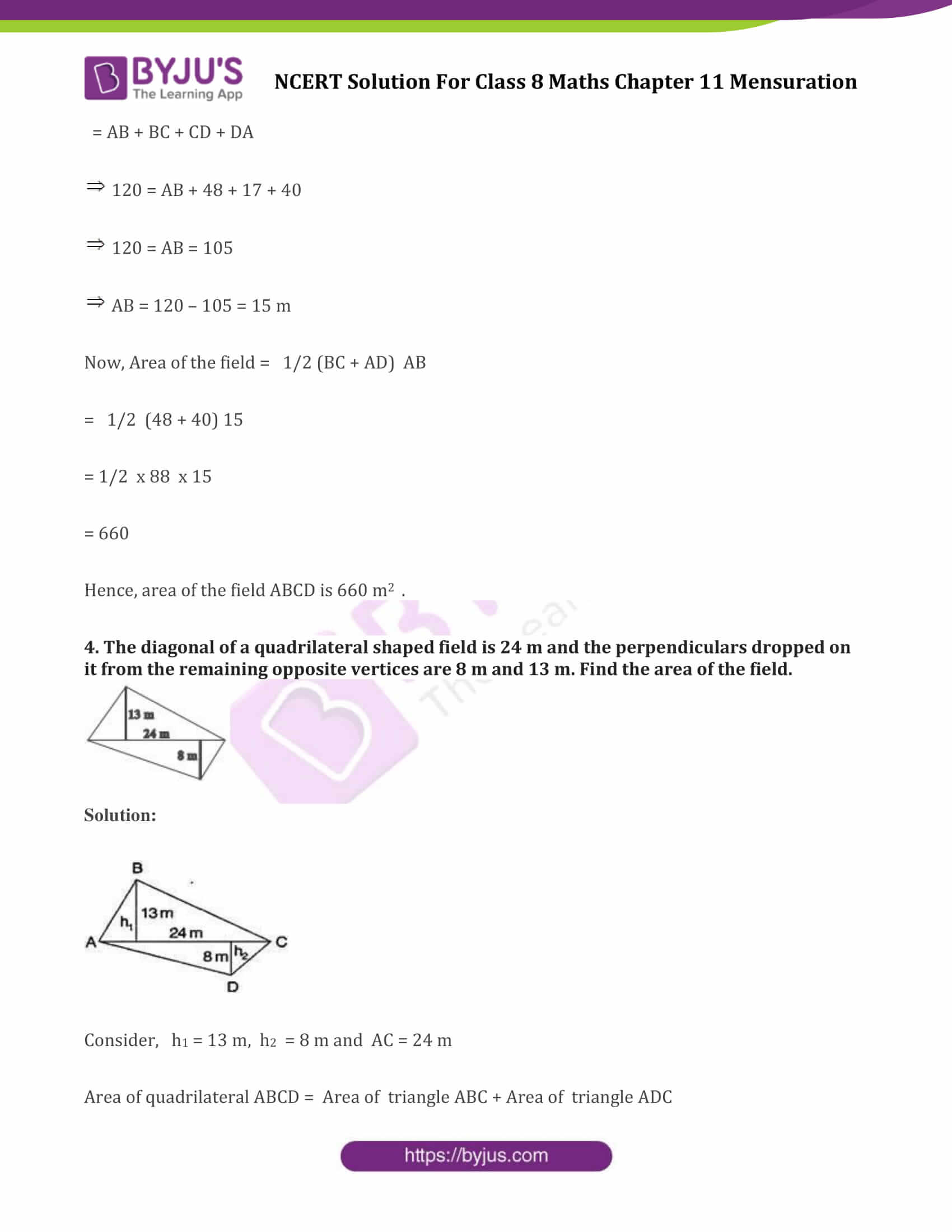 NCERT Solutions For Class 8 Maths Exercise 11 2 Chapter 11 Mensuration