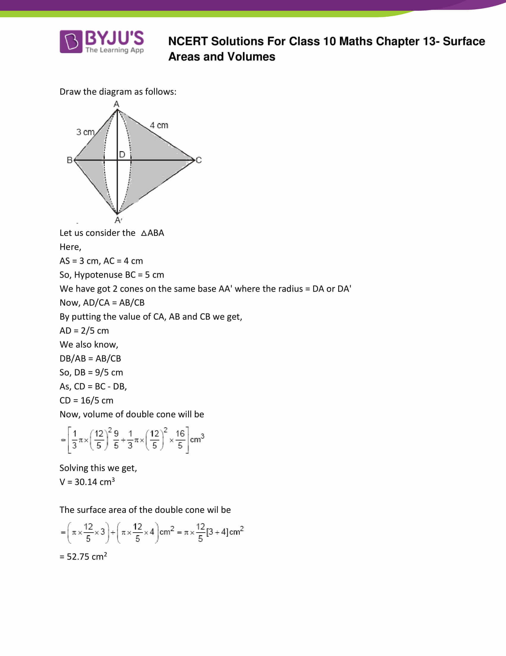 NCERT Solutions for Class 10 Maths Exercise 13.5 Chapter 13 Surface ...