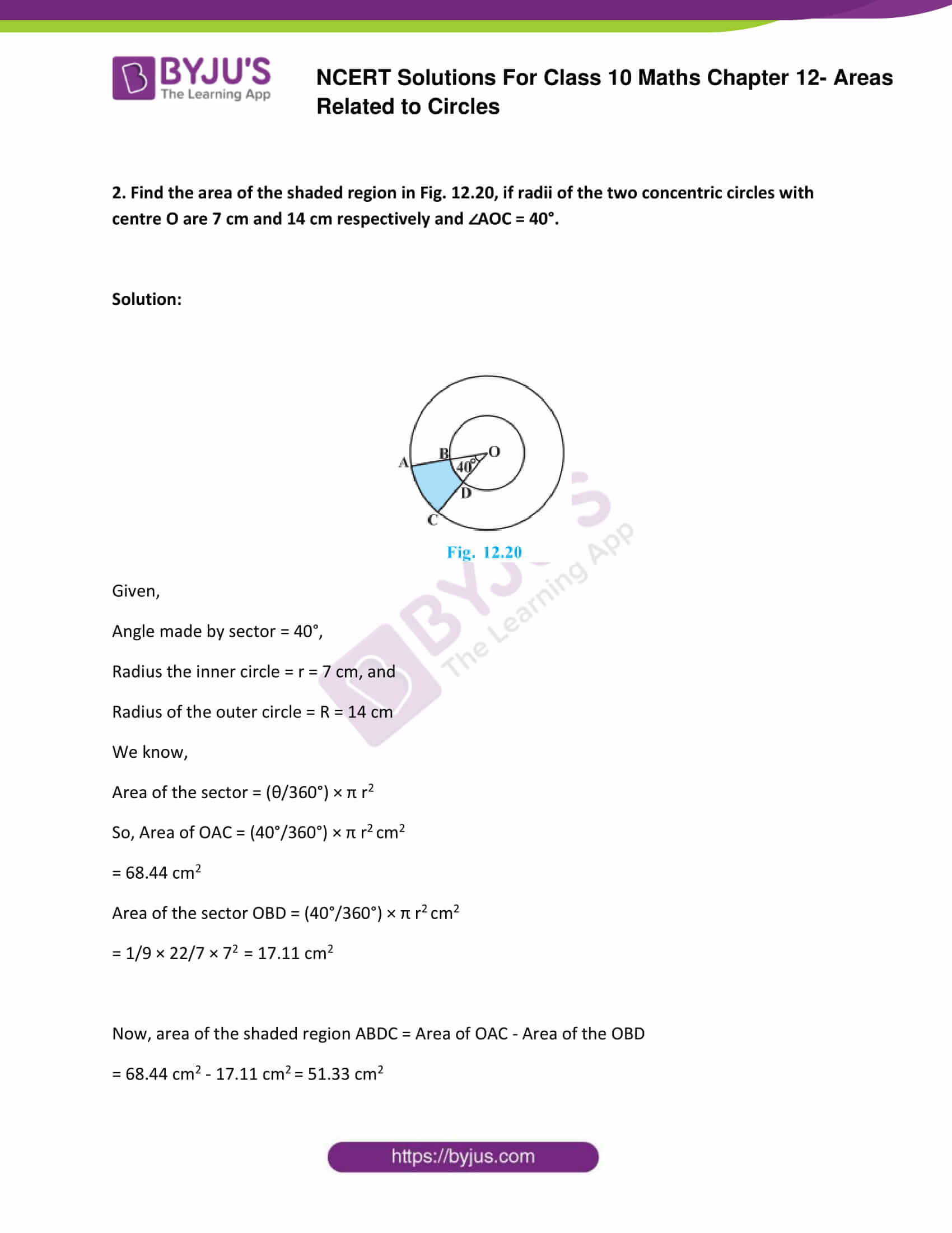 NCERT Solutions Class 10 Maths Chapter 12 Areas Related to Circles ...