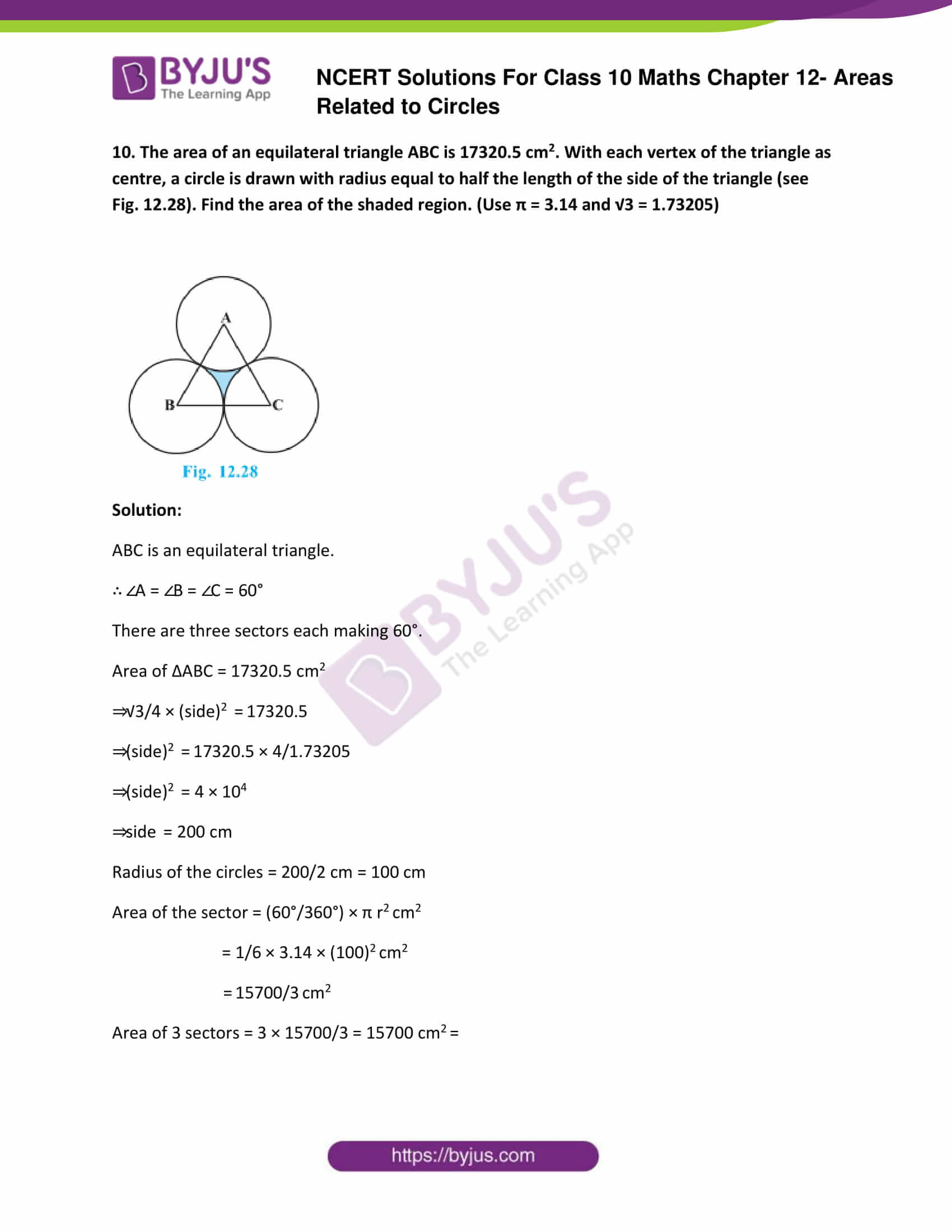 NCERT Solutions Class 10 Maths Chapter 12 Areas Related to Circles ...