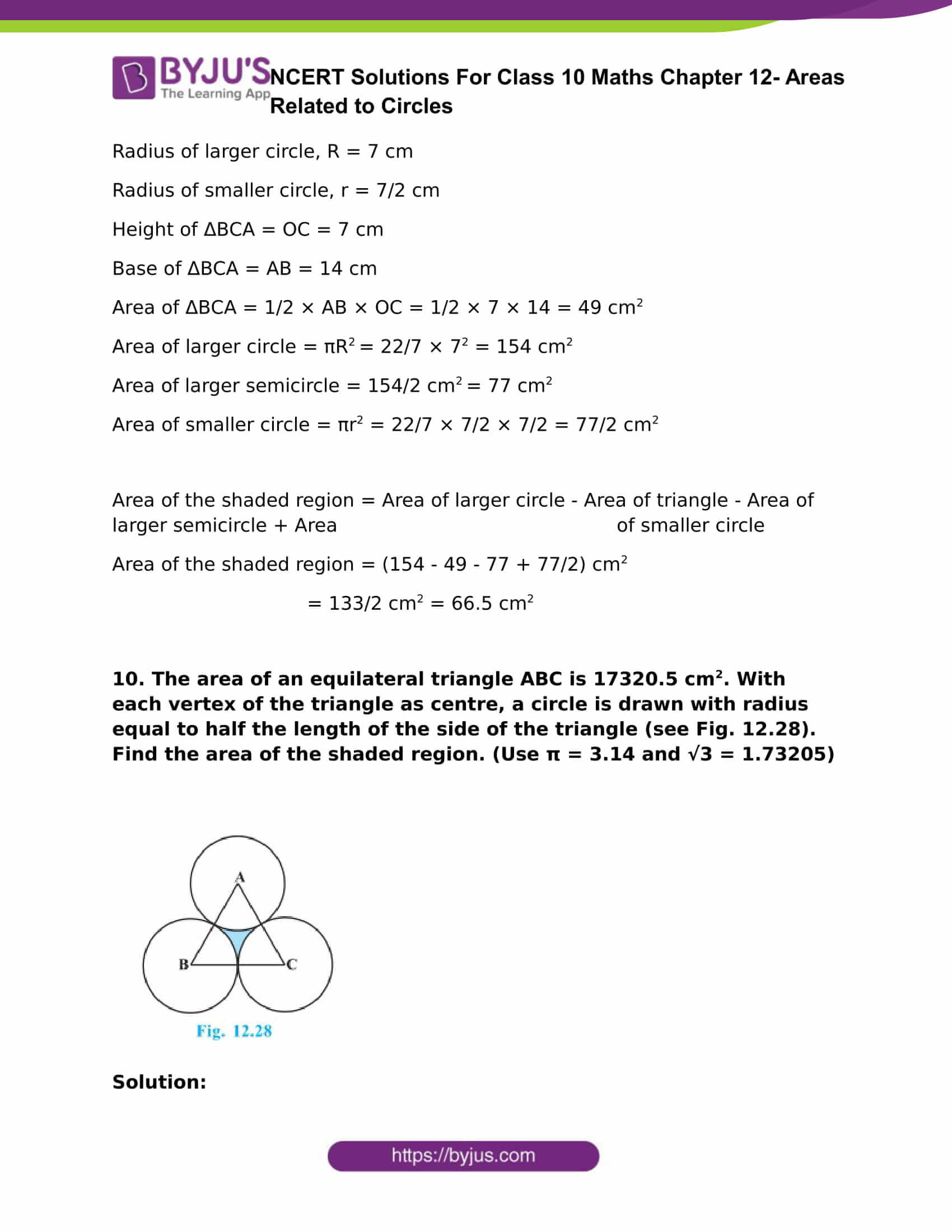 NCERT Solutions for Class 10 Maths Exercise 12.3 Chapter 12 Areas ...