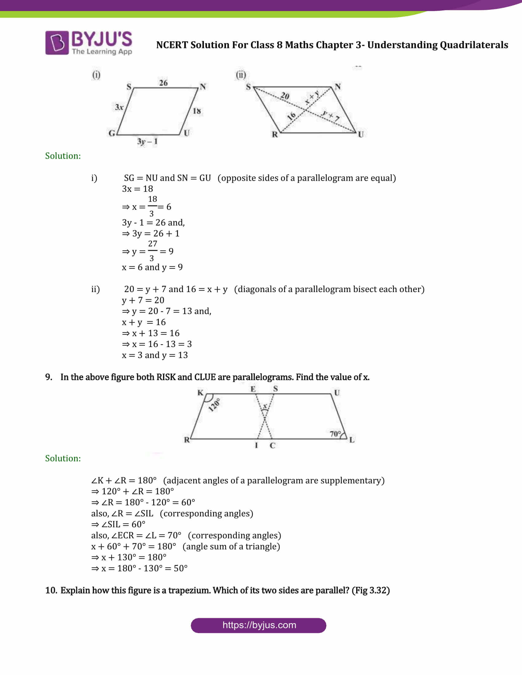 NCERT Solutions For Class 8 Maths Chapter 3 Understanding