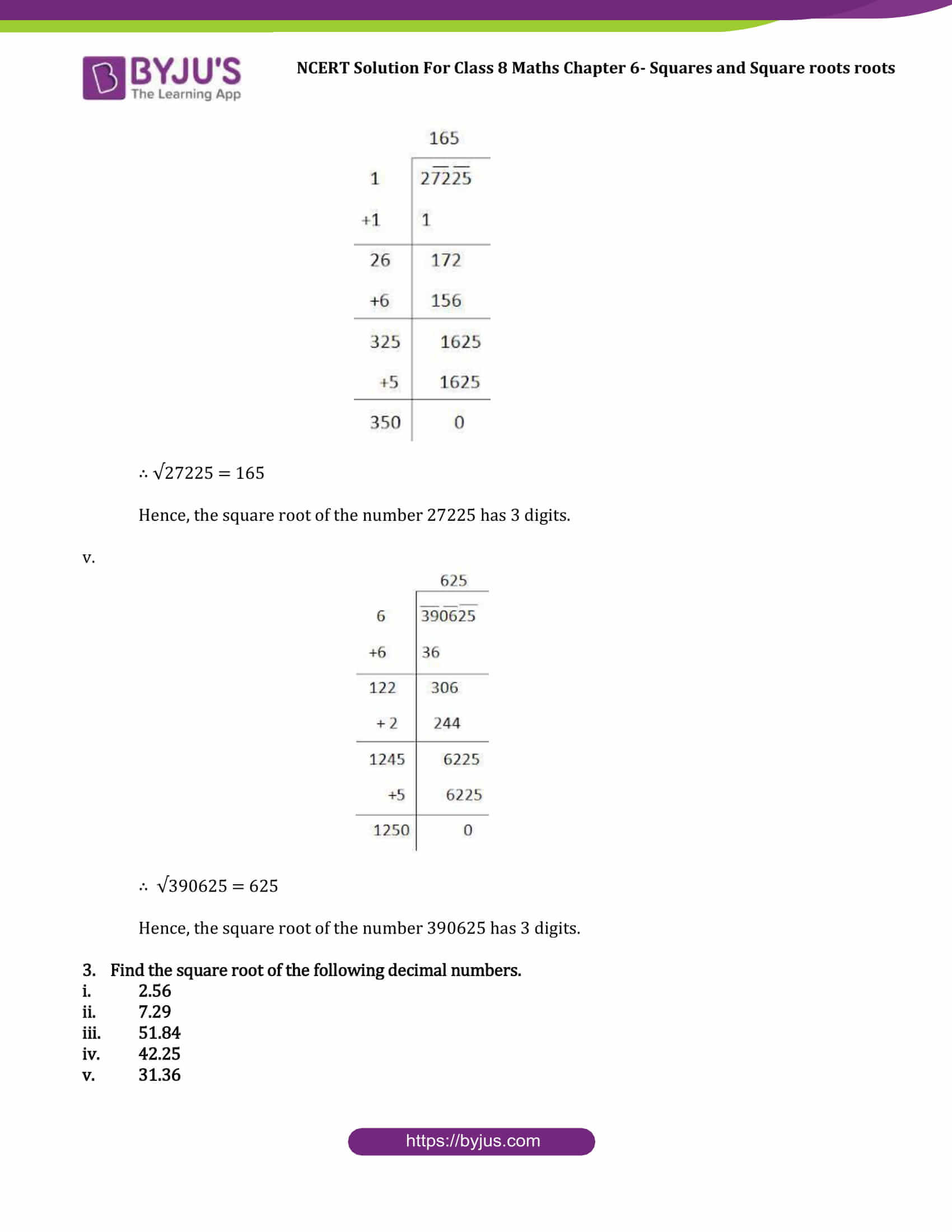 Get The NCERT Solutions For Class 8 Maths Chapter 6 Squares And Square