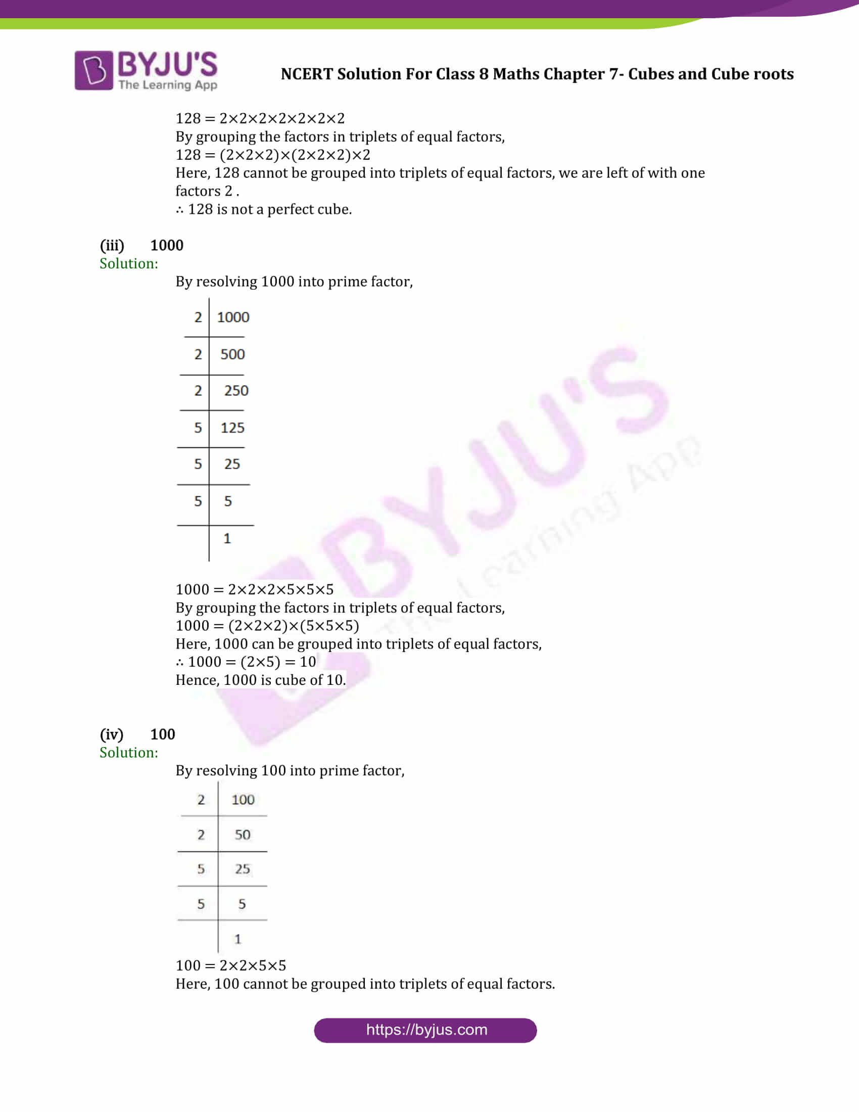 NCERT Solutions for Class 8 Maths Exercise 7.1 Chapter 7- cube and cube ...