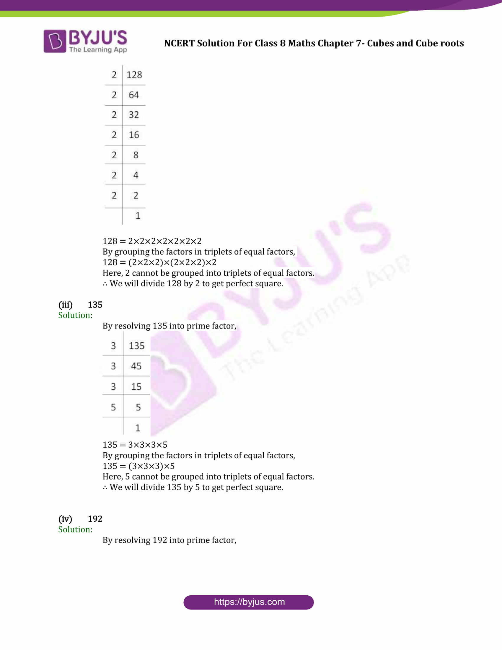 NCERT Solutions for Class 8 Maths Exercise 7.1 Chapter 7- cube and cube ...