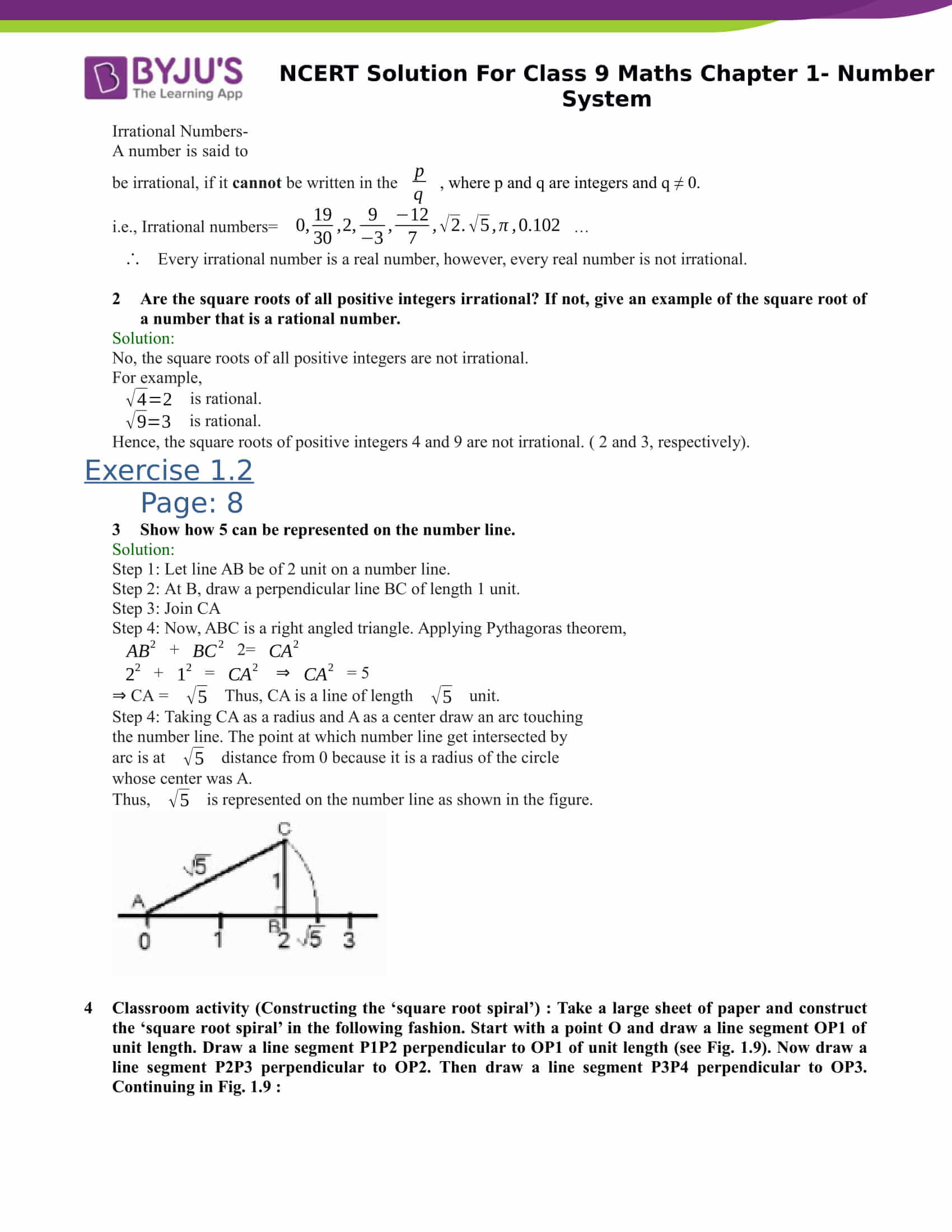 NCERT Solutions Class 9 Maths Chapter 1 Number Systems Updated For
