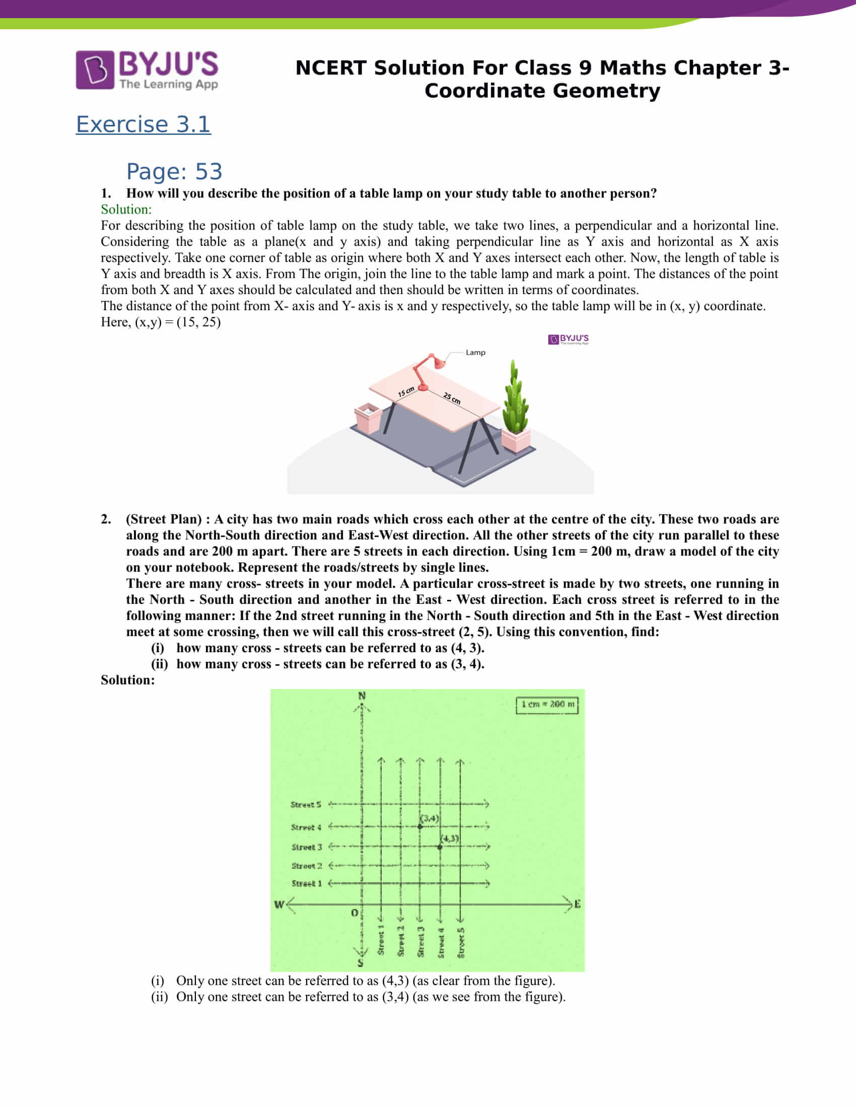 Get NCERT Solutions For Class 9 Maths Chapter 3 Coordinate Geometry