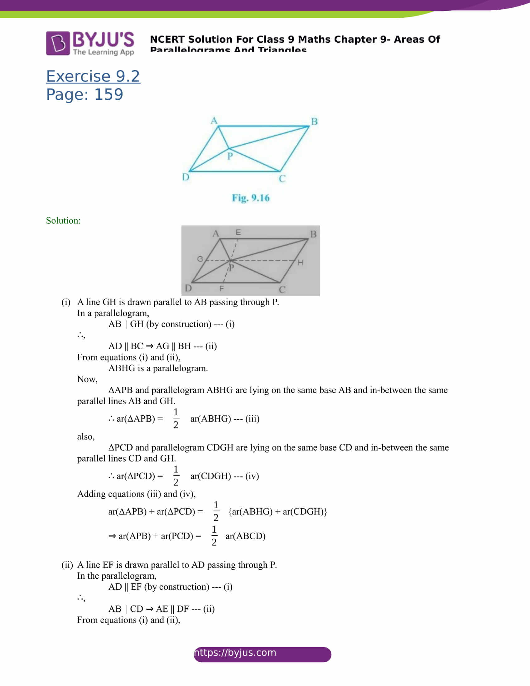 NCERT Solutions Class 9 Maths Chapter 9 Areas of Parallelograms and Triangle - Get Free PDFs