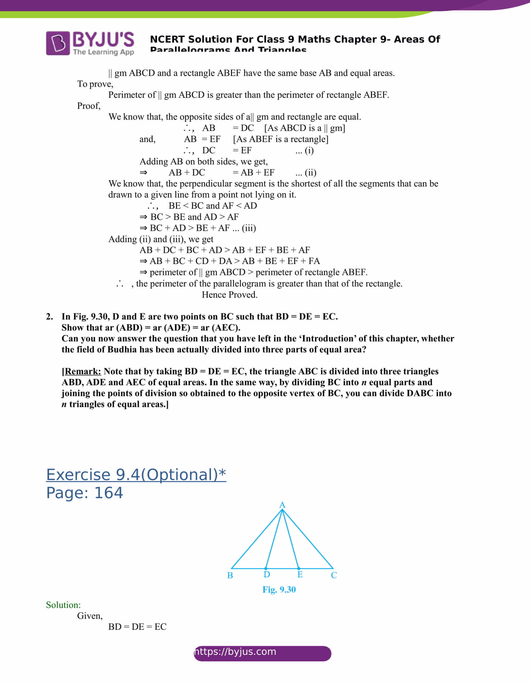 NCERT Solutions Class 9 Maths Chapter 9 Areas of Parallelograms and ...