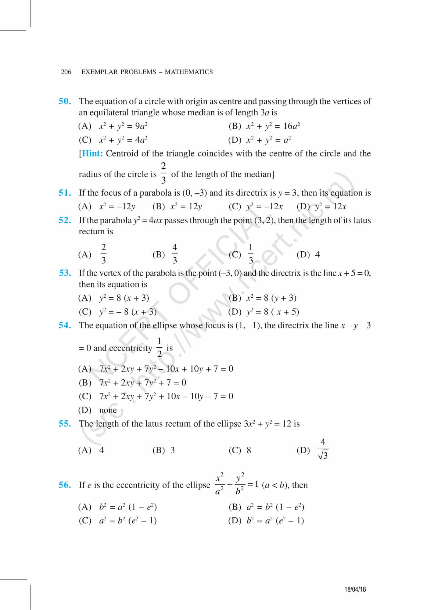 NCERT Exemplar Class 11 Maths Solutions Chapter 11 | Check out the PDF here