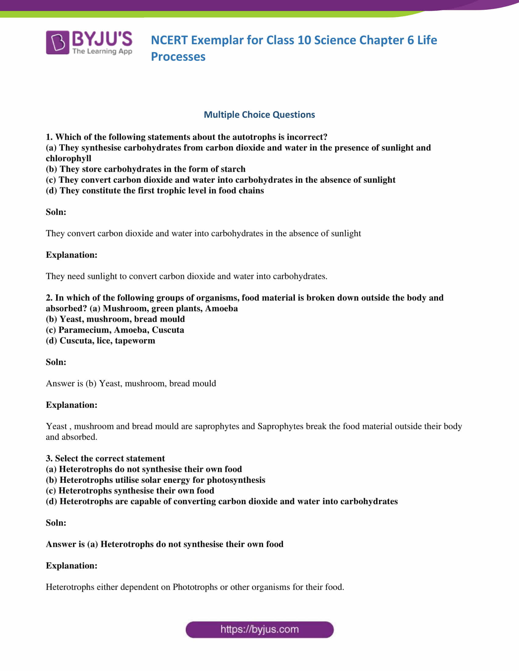 NCERT Exemplar Class 10 Science Solutions Chapter 6 NCERT Exemplar Class 10 Science Solutions Chapter 6
