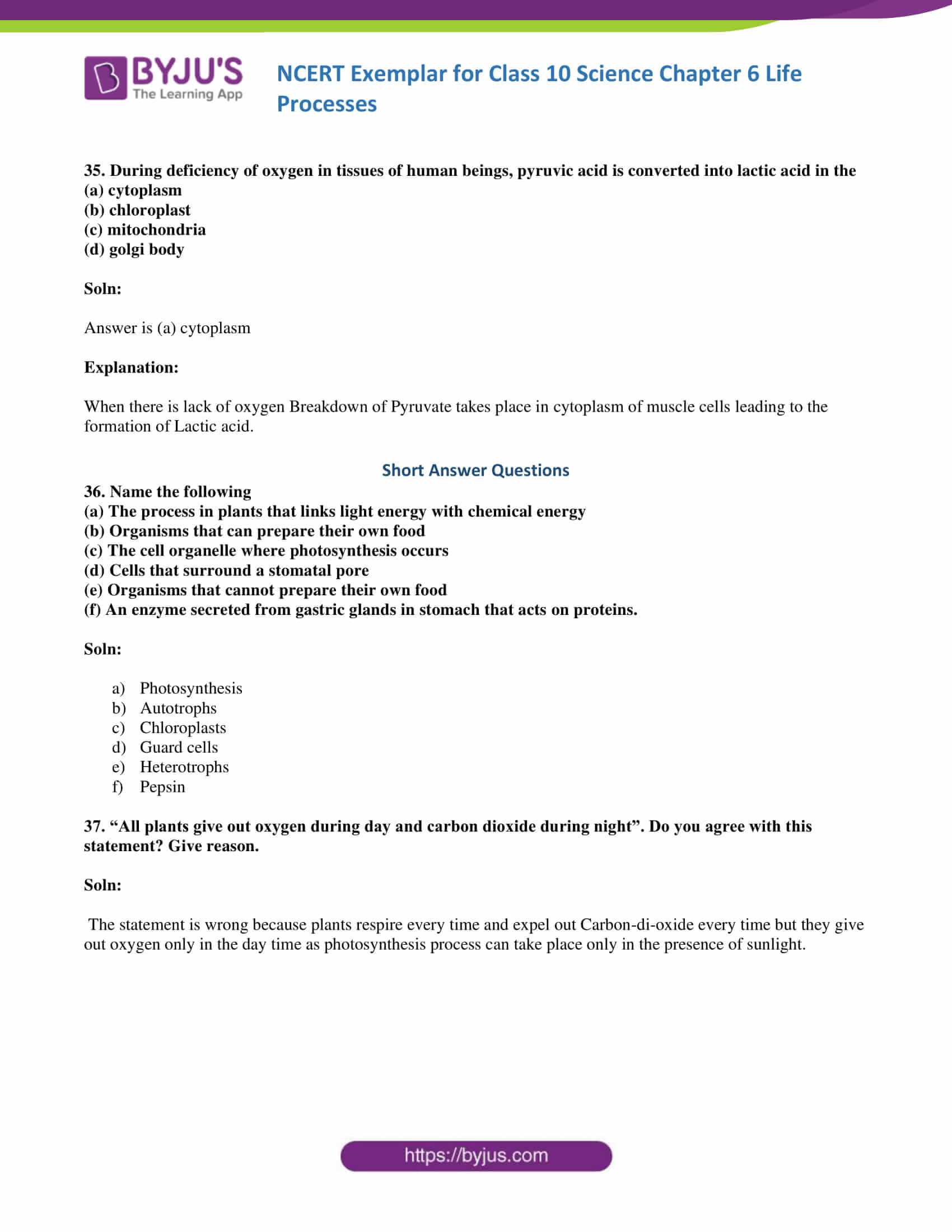 NCERT Exemplar Class 10 Science Solutions Chapter 6 NCERT Exemplar Class 10 Science Solutions Chapter 6