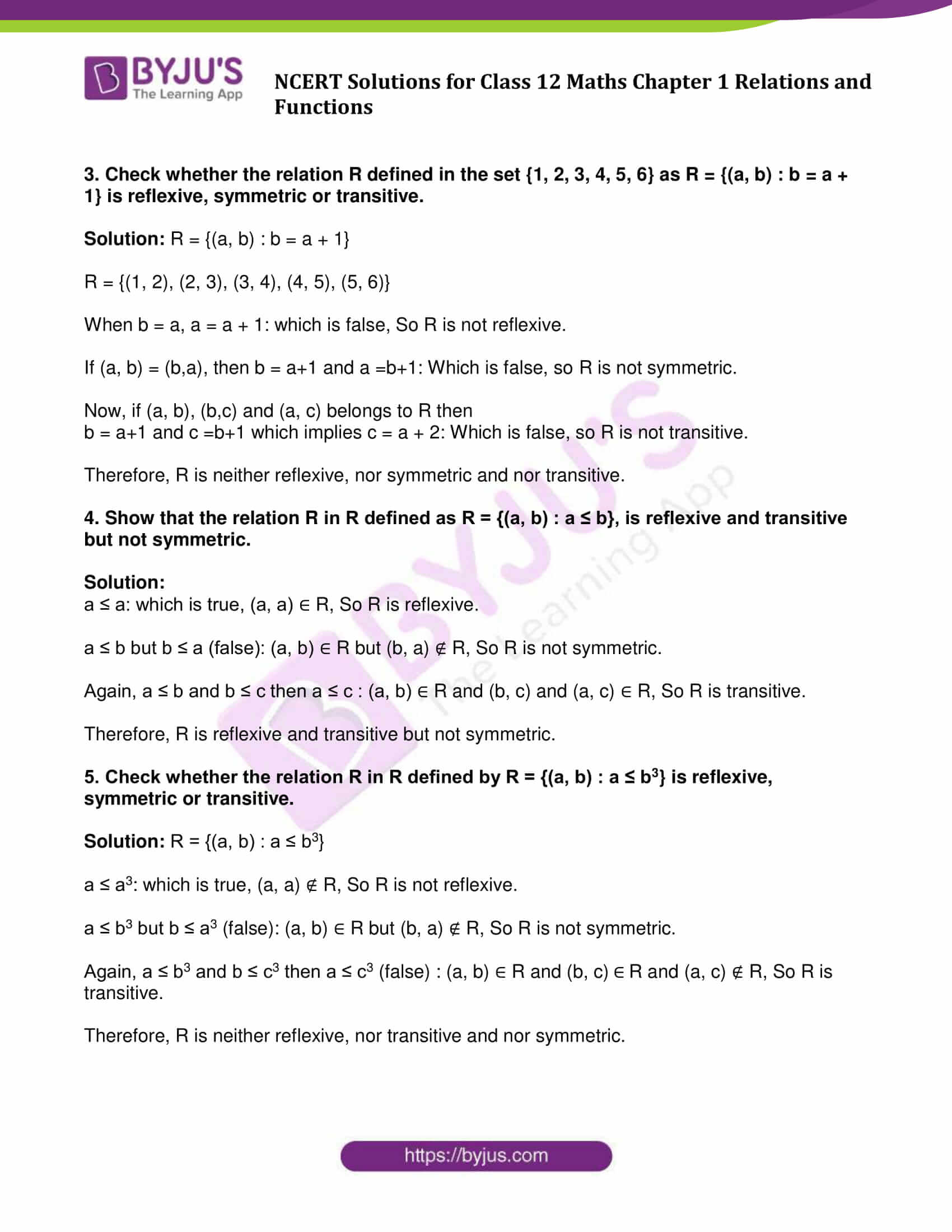 NCERT Solutions for Class 12 Maths Chapter 1 Relations And Functions