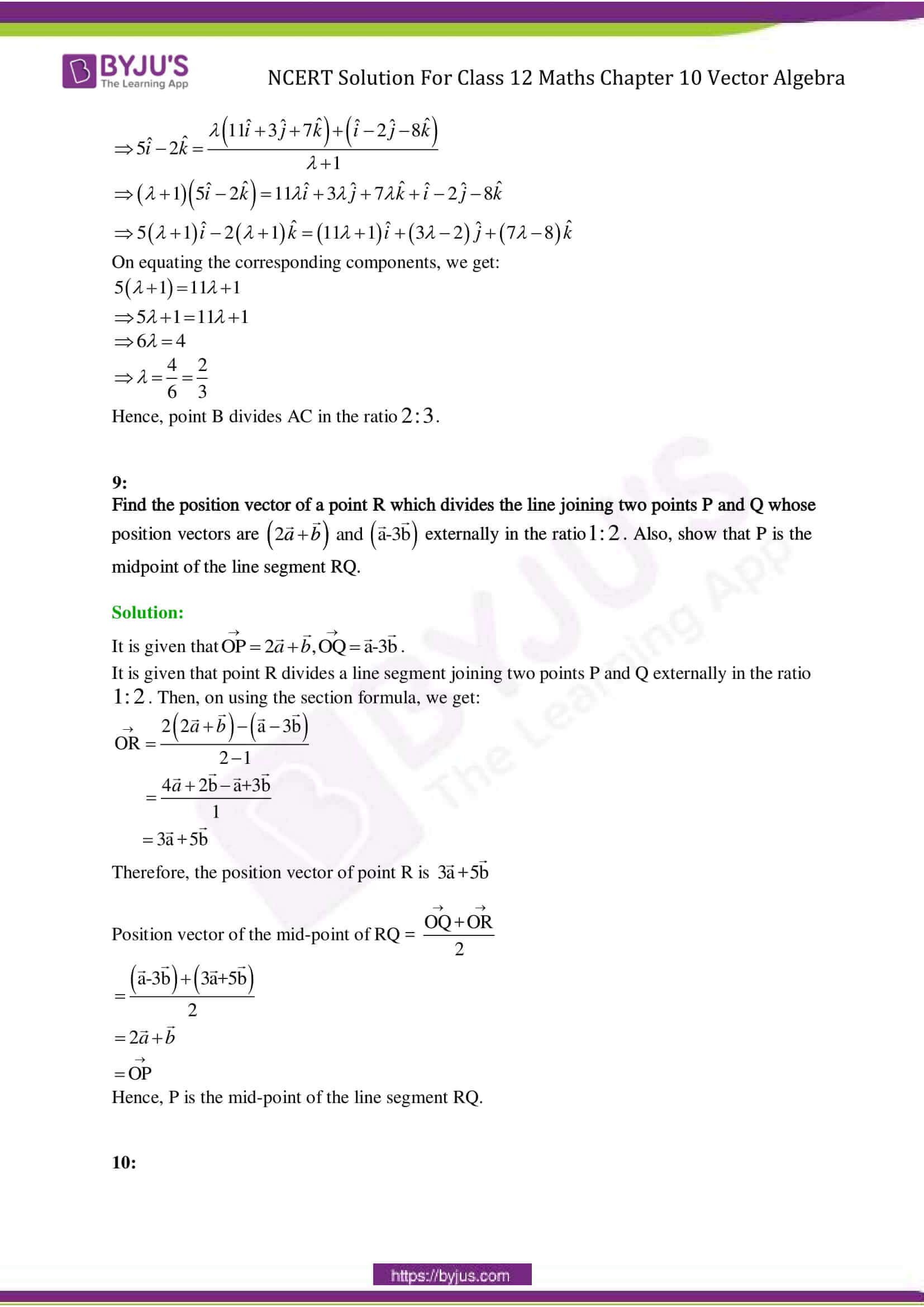 NCERT Solutions Class 12 Maths Chapter 10 Vector Algebra - Download Now