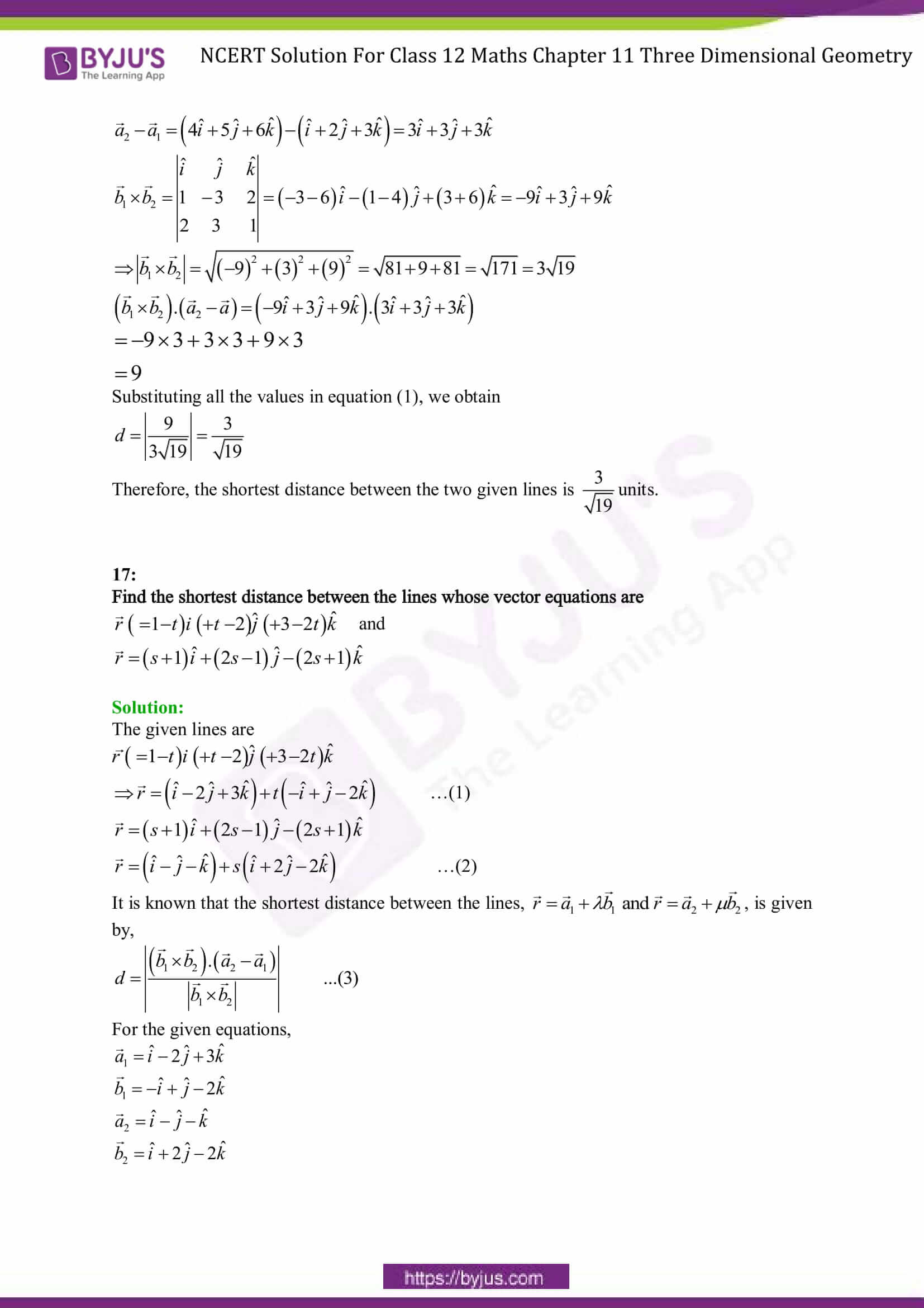 NCERT Solutions Class 12 Maths Chapter 11 3 Dimensional Geometry ...