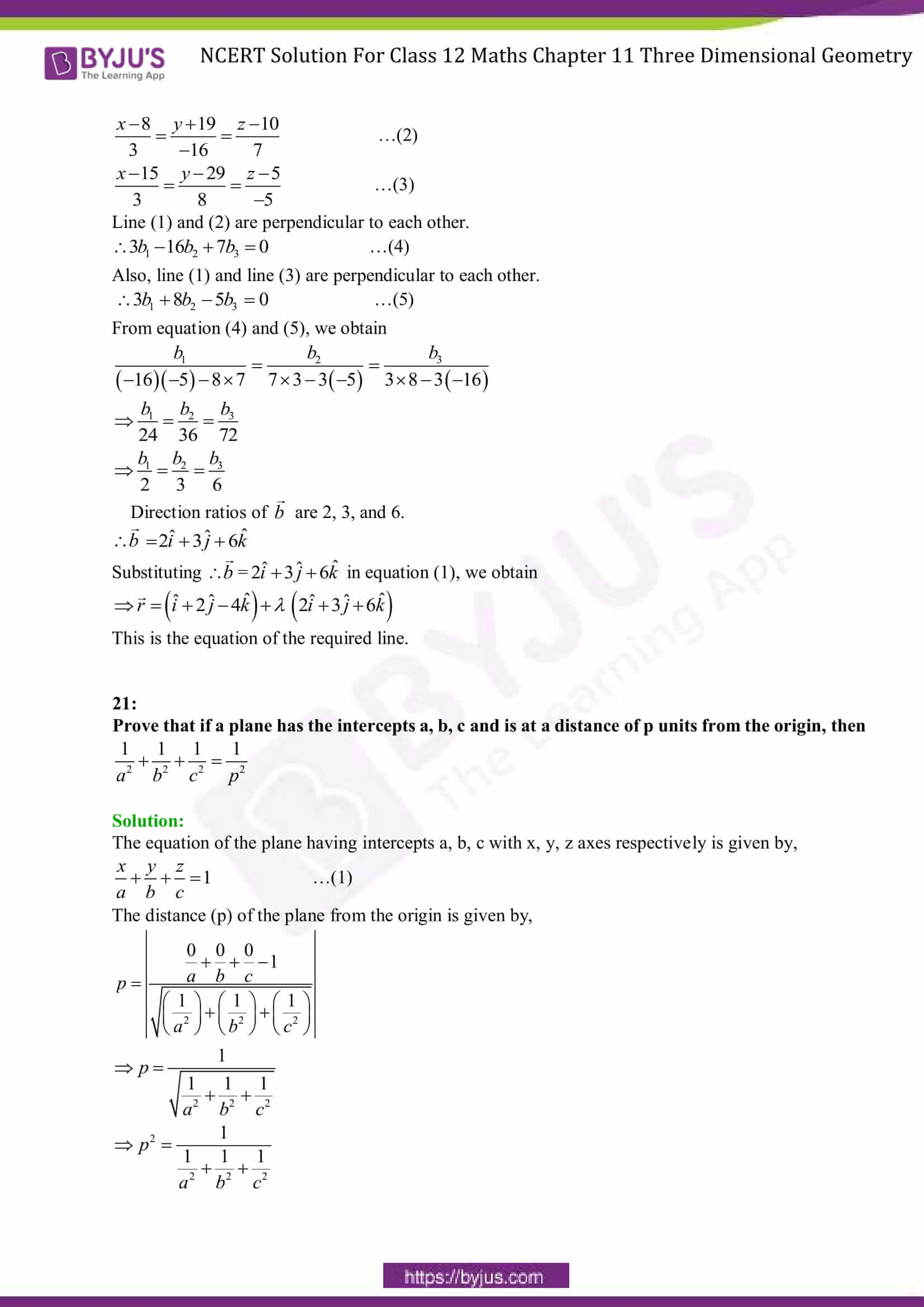 NCERT Solutions Class 12 Maths Chapter 11 3 Dimensional Geometry ...