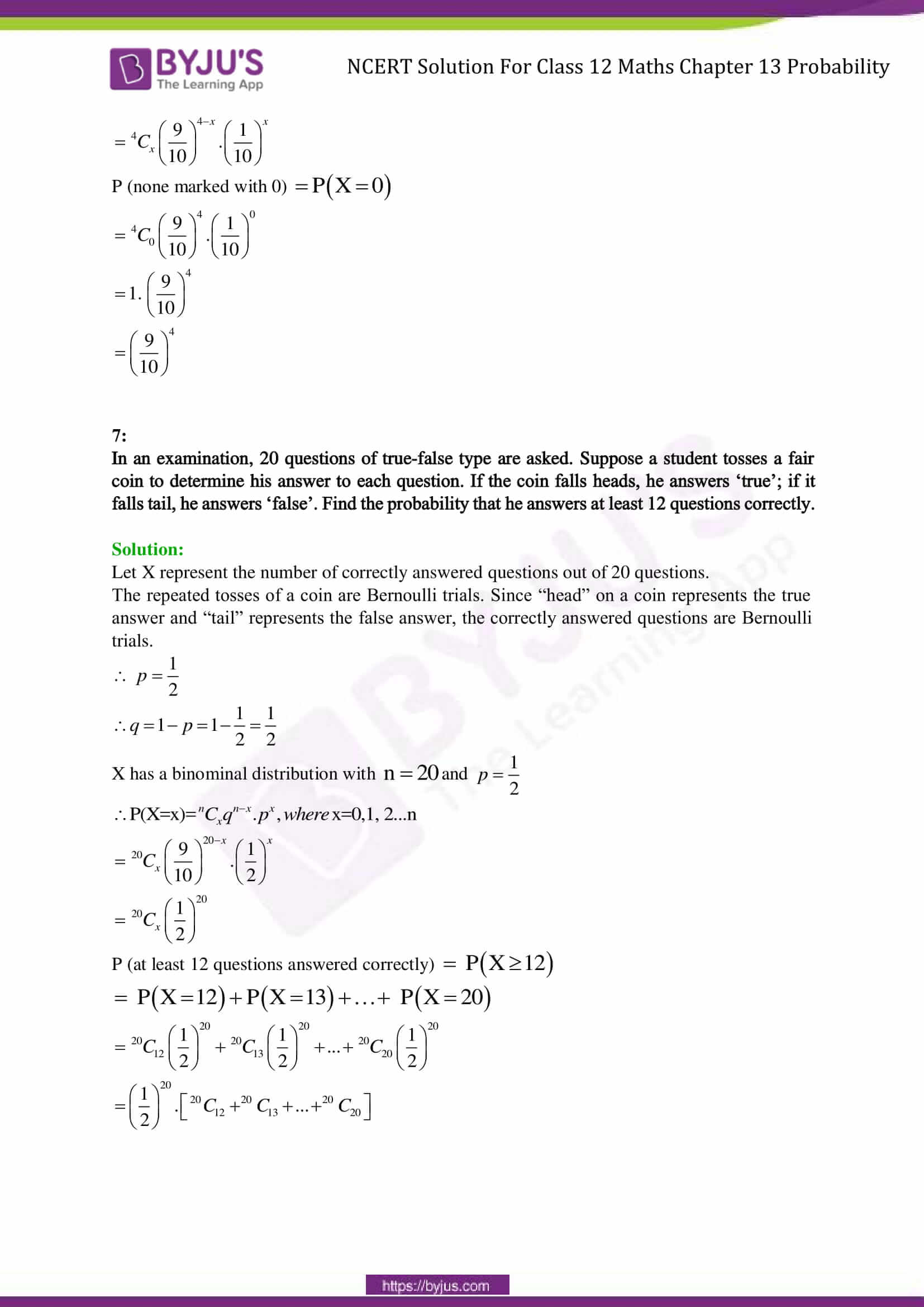 NCERT Solutions Class 12 Maths Chapter 13 Probability Free PDF Download