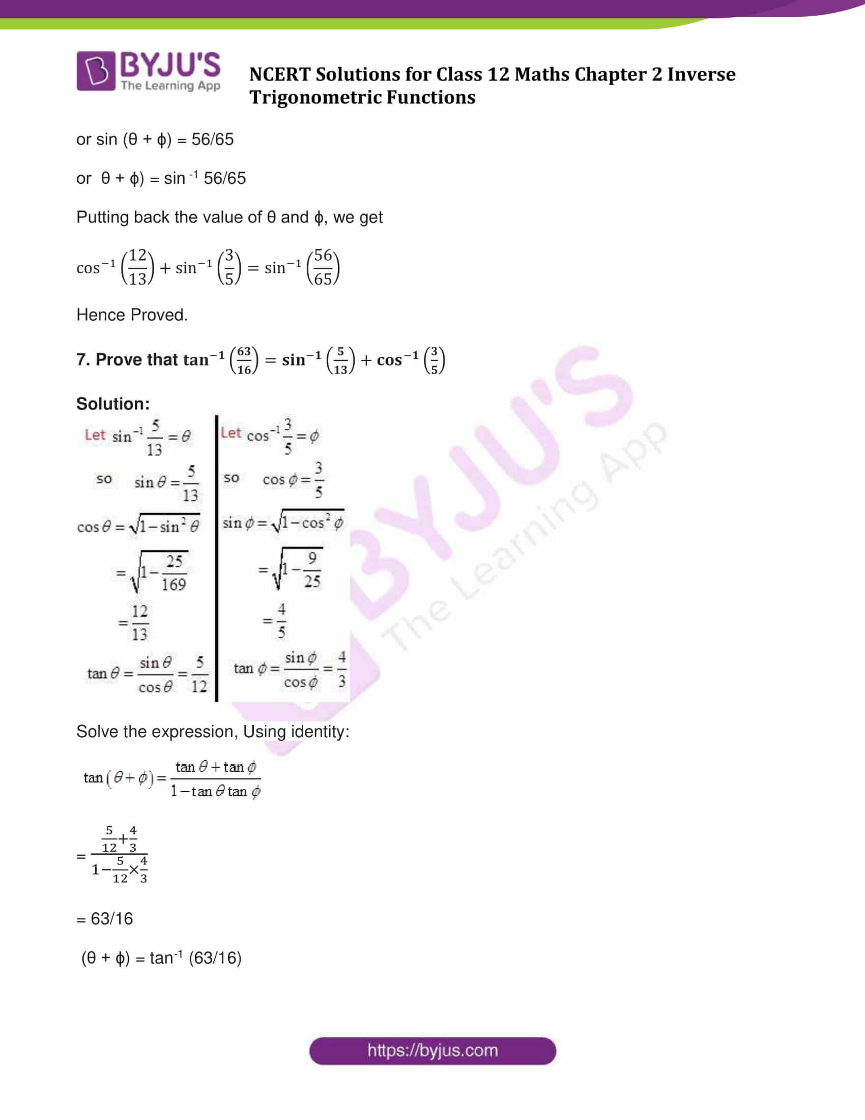 NCERT Solutions For Class 12 Maths Chapter 2 Inverse Trigonometric 
