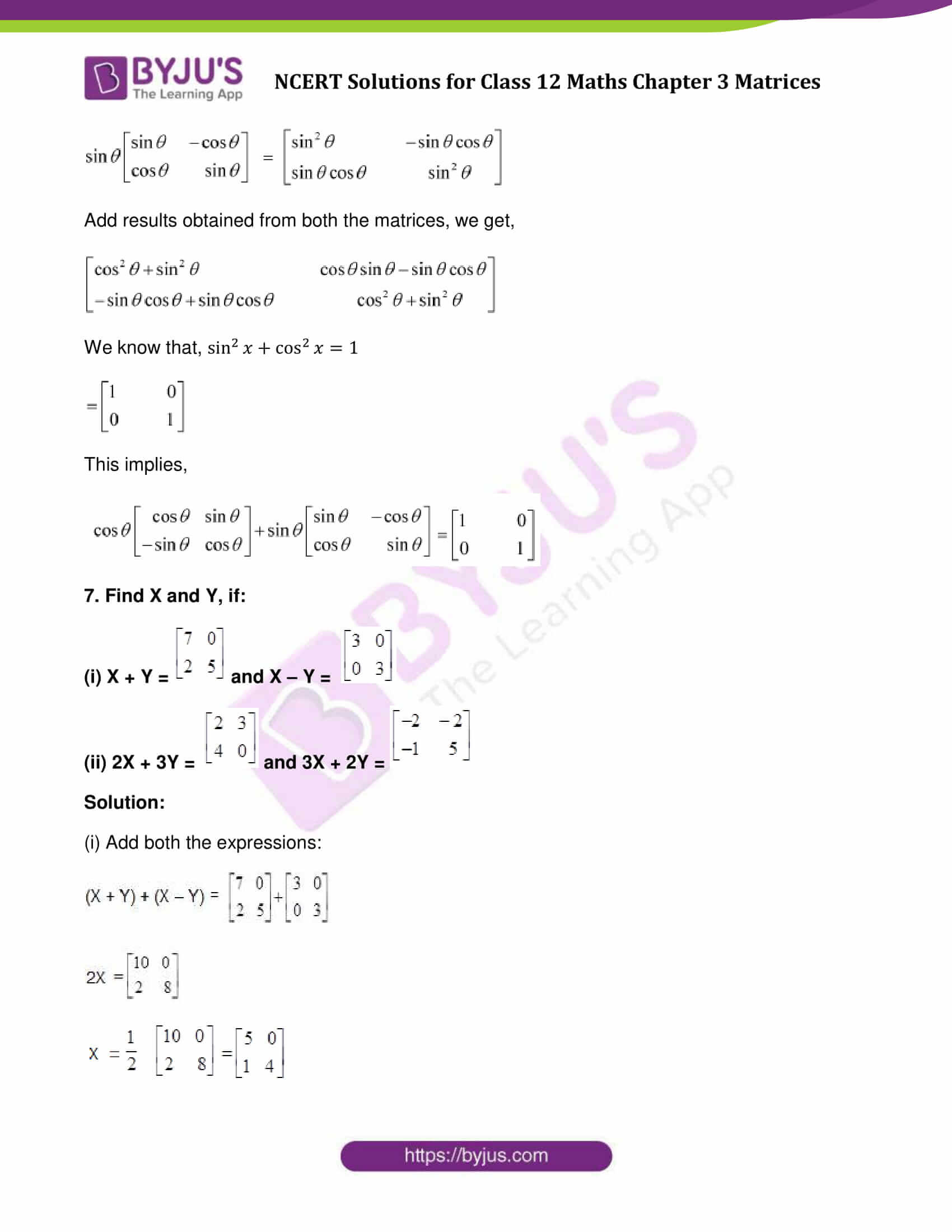 NCERT Solutions for Class 12 Maths Exercise 3.2 Chapter 3- matrices