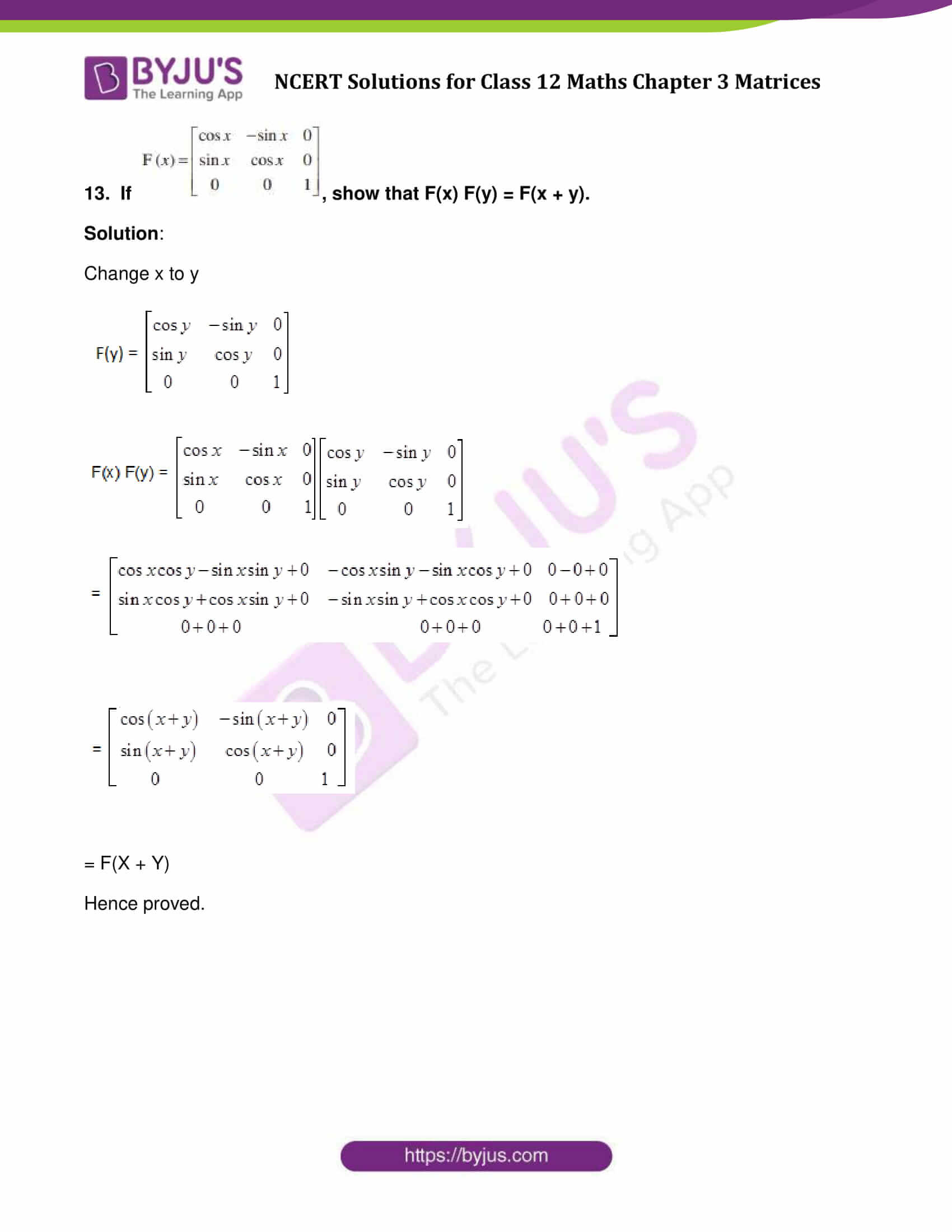 NCERT Solutions for Class 12 Maths Exercise 3.2 Chapter 3- matrices